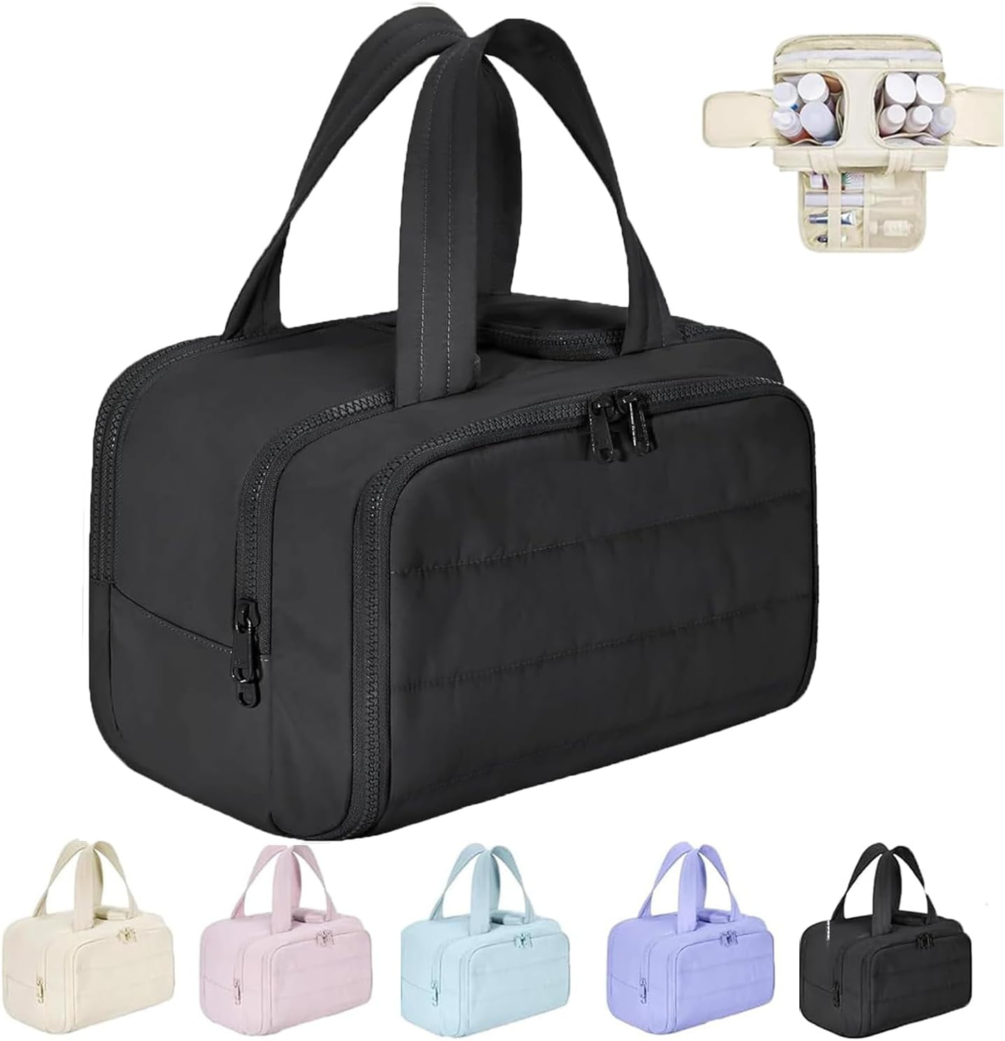 Convely Toiletry Bag,Puffy Makeup Bag,4-In-1 Puffy Multi-Functional Toiletry Bags,Large Capacity ...