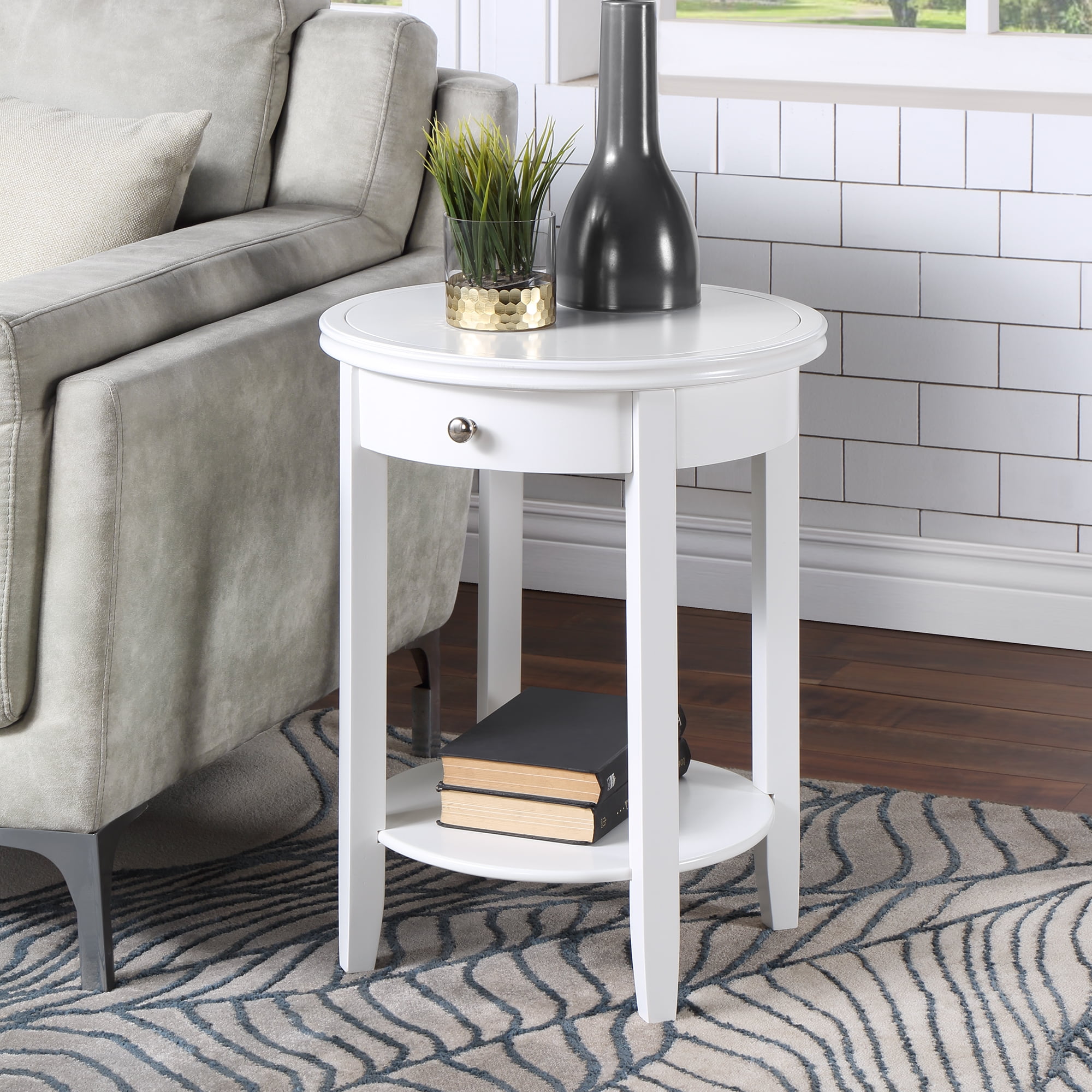 Convenience Concepts American Heritage Baldwin 1 Drawer End Table with Shelf, White - Walmart.com