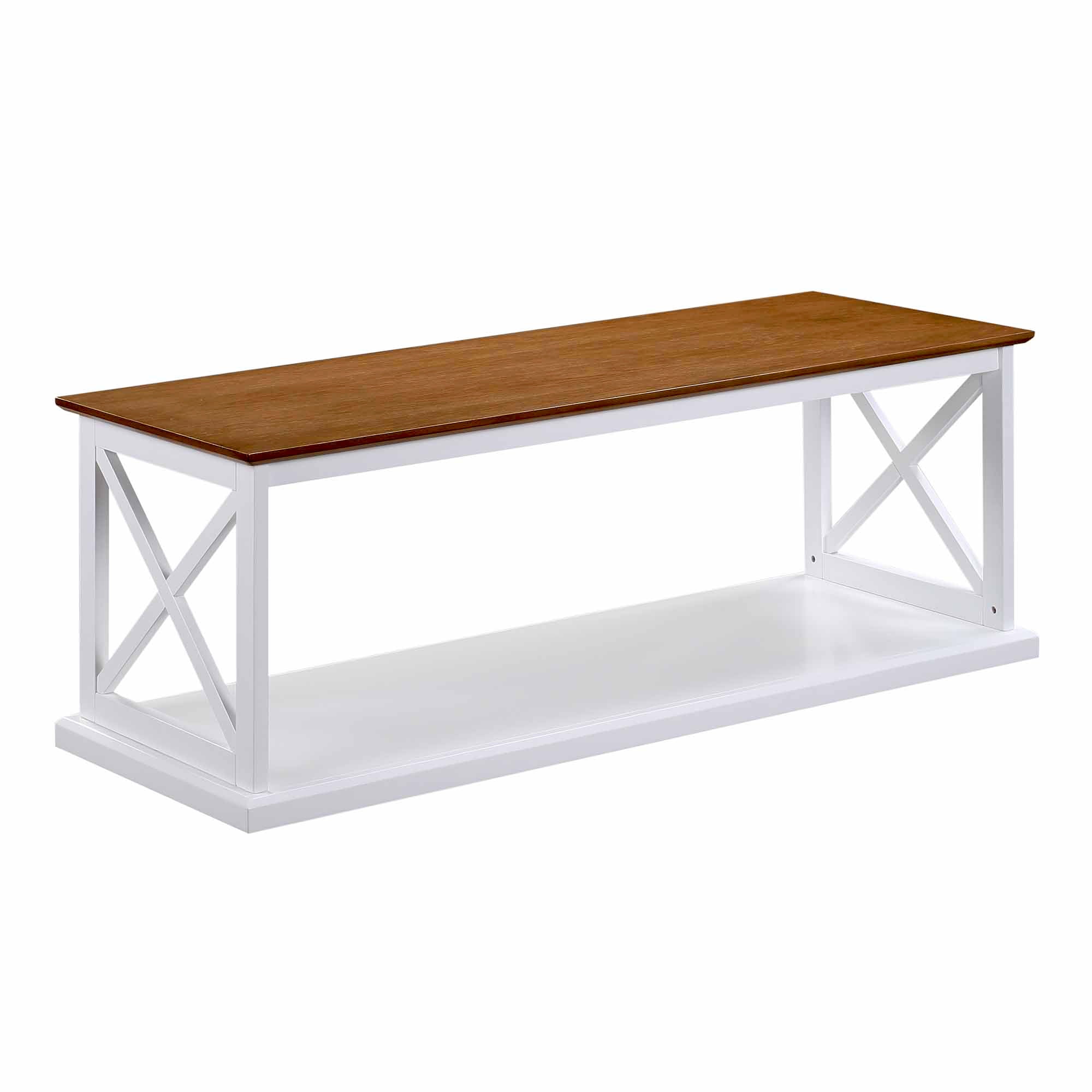 Convenience Concepts Coventry Coffee Table with Shelf, Driftwood/White ...