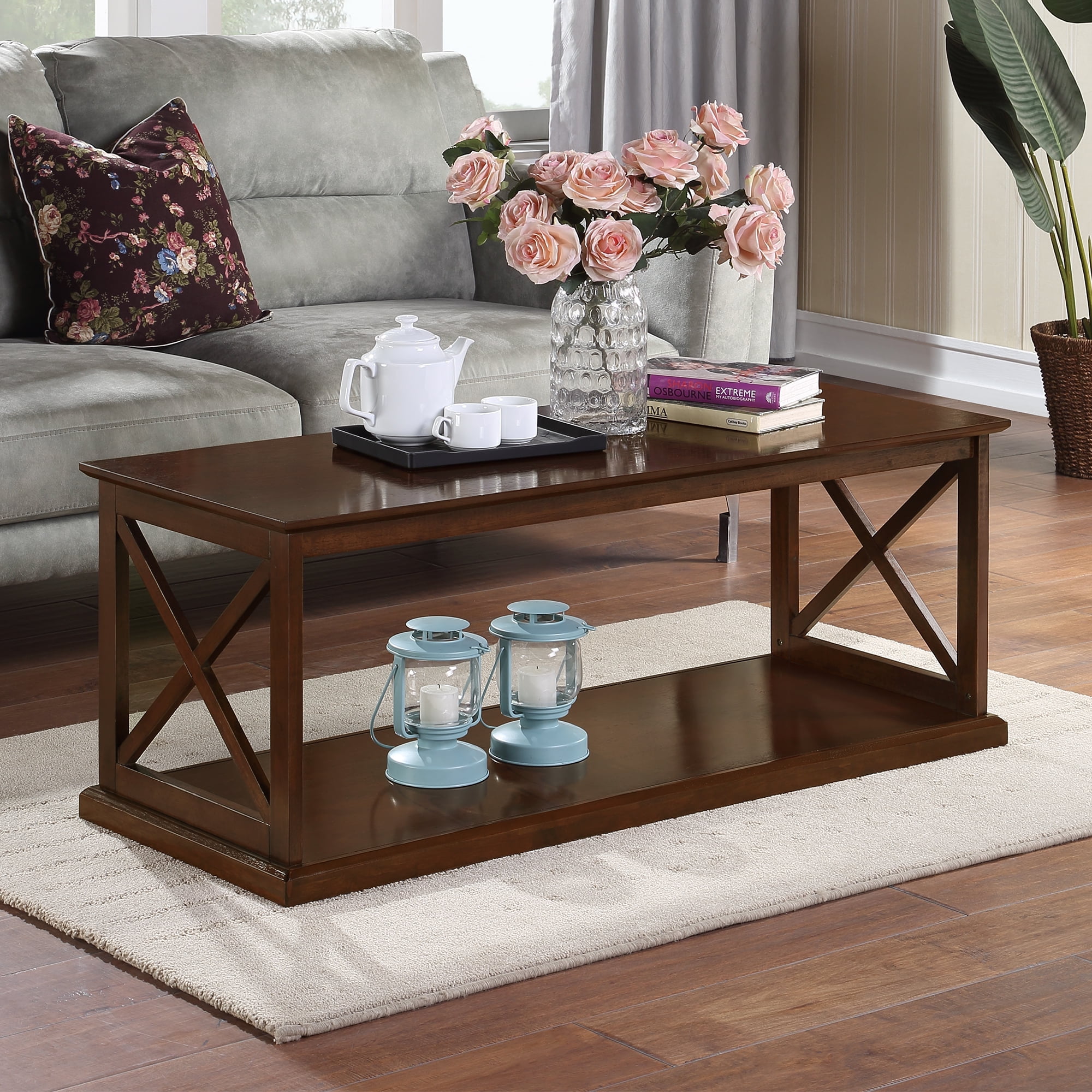 Convenience Concepts Coventry Coffee Table with Shelf, Espresso ...