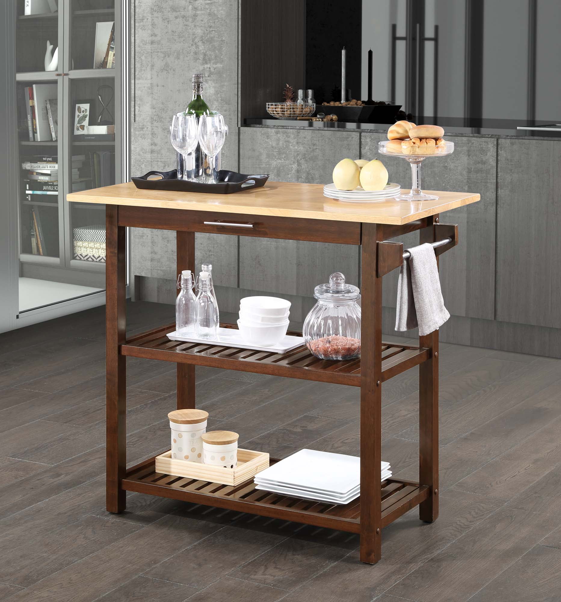 Designs2Go 3 Tier Butcher Block Kitchen Prep Island with Drawer