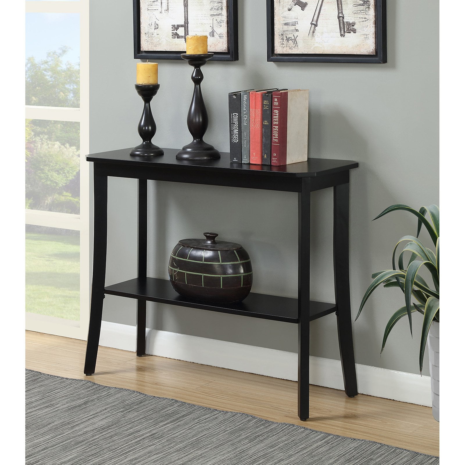 Convenience Concepts Designs2Go Baja Console Table with Shelf, Black ...