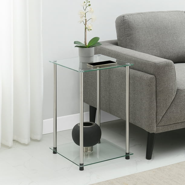 Convenience Concepts Designs2Go Classic Glass 2 Tier Square End Table ...