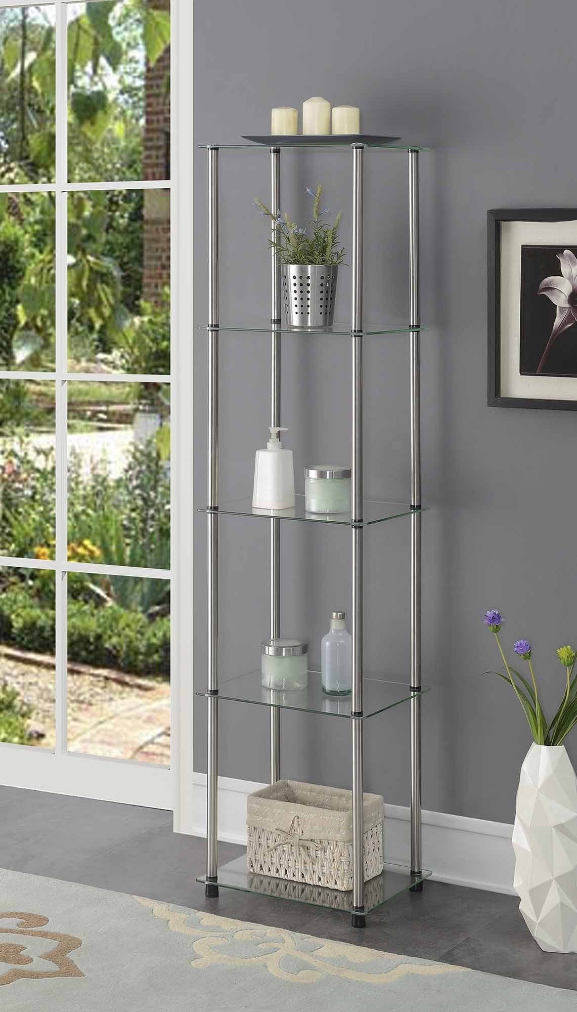 Convenience Concepts Designs2Go Classic Glass 5 Tier Tower, Tall Shelf ...