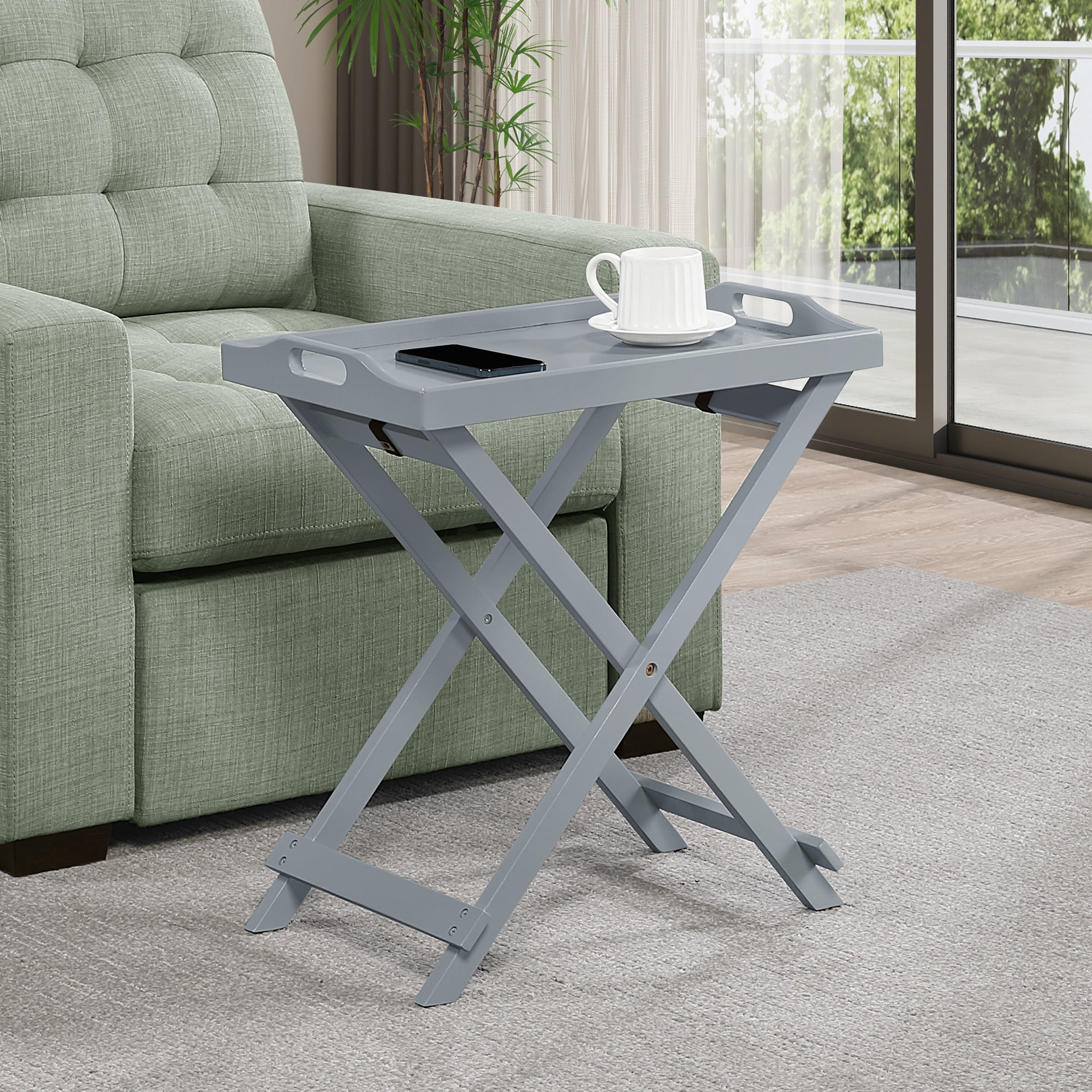 Convenience Concepts Designs2Go Folding Tray Table, Gray - Walmart.com