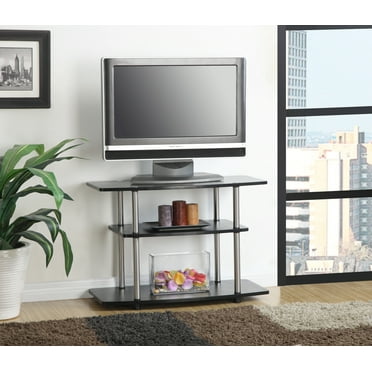 Furinno Turn-N-Tube No Tool 3-Tier Entertainment TV Stands, Gray/Black ...