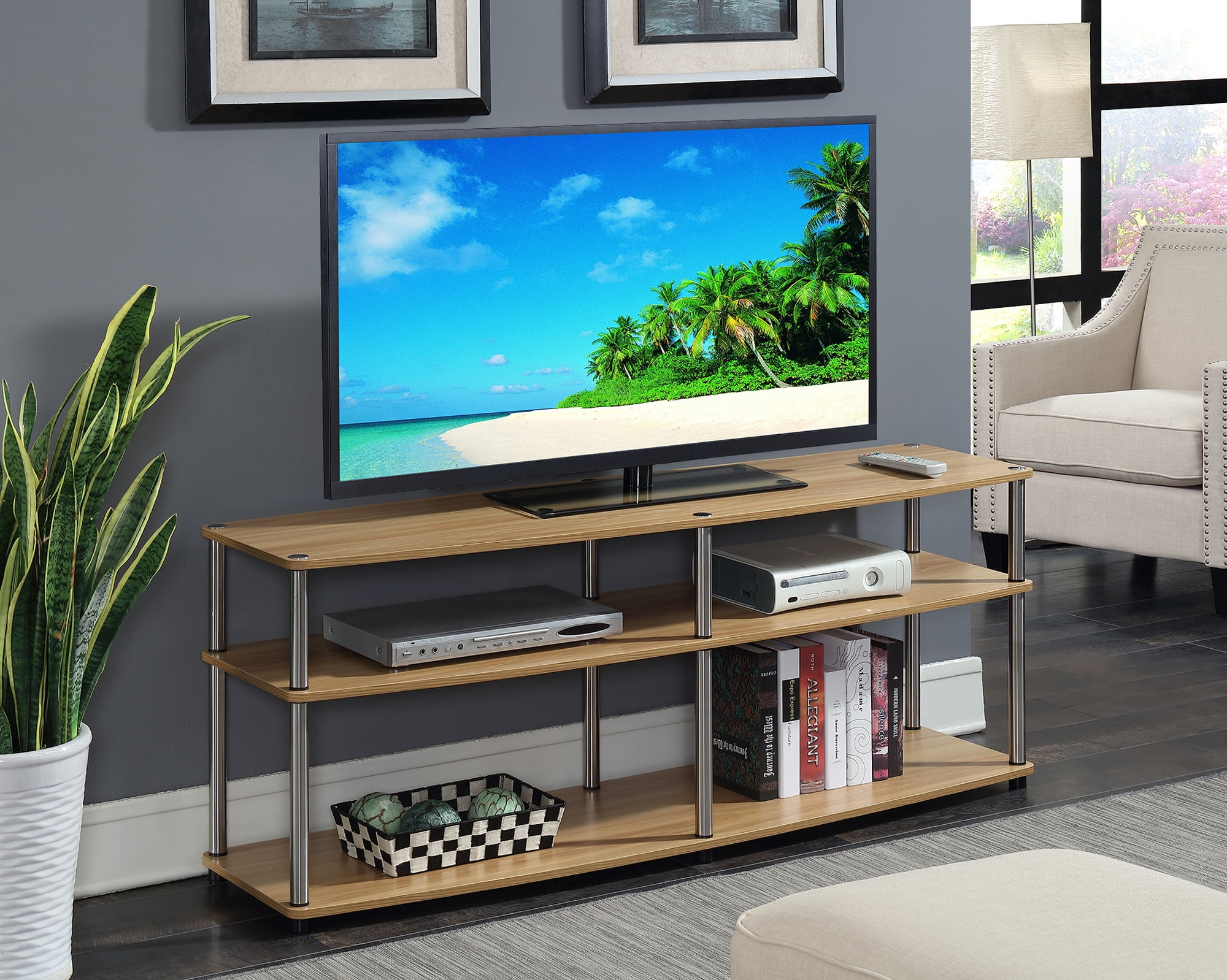 Convenience Concepts Designs2Go No Tools 3 Tier Wide TV Stand for TVs ...