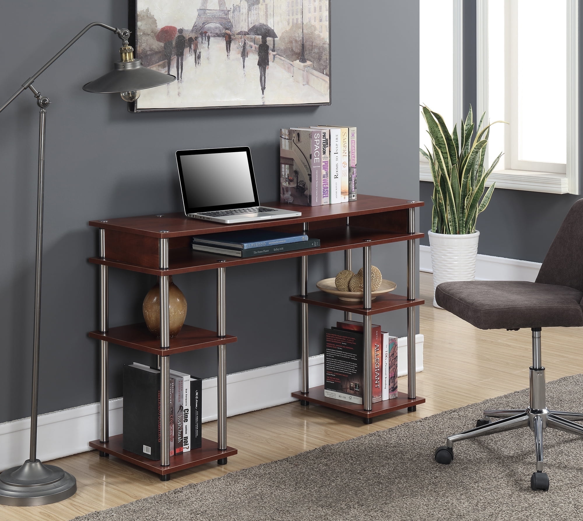 Convenience Concepts Designs2Go No-Tools Student Desk in Cherry Wood ...