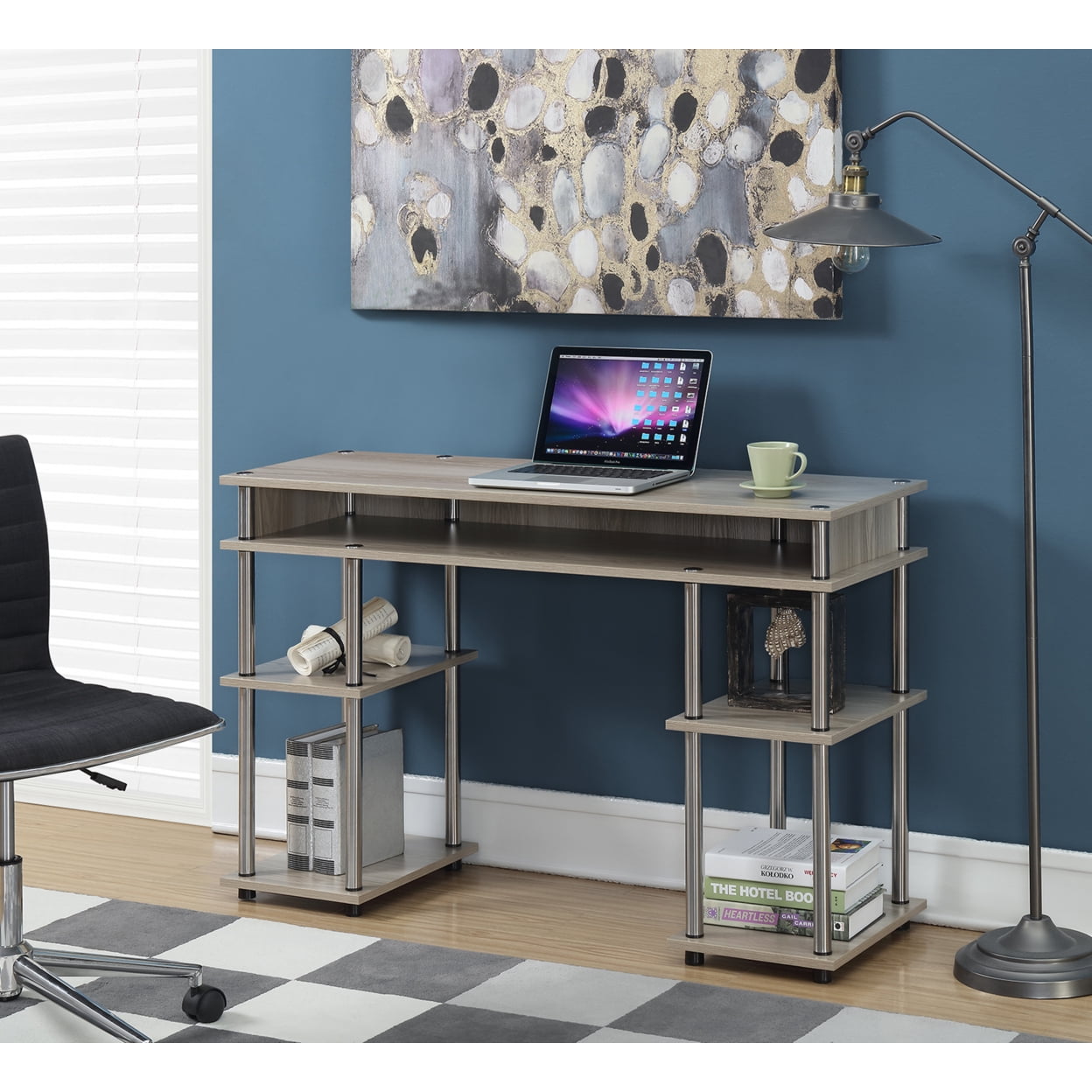 Convenience Concepts Designs2Go Study Desk, No Tools, Metal Frame, Ice ...