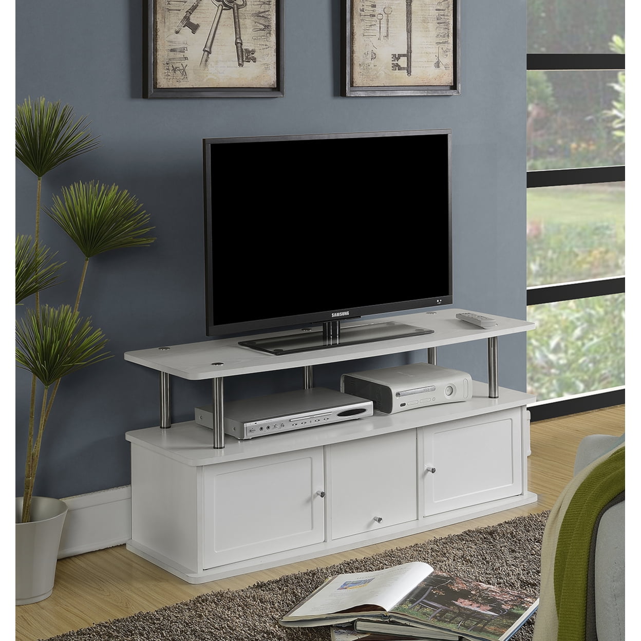Convenience Concepts Designs2Go TV Stand with 3 Storage Cabinets and ...