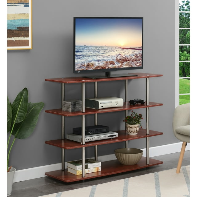 Convenience Concepts Designs2Go XL Highboy 4 Tier TV Stand, Cherry ...