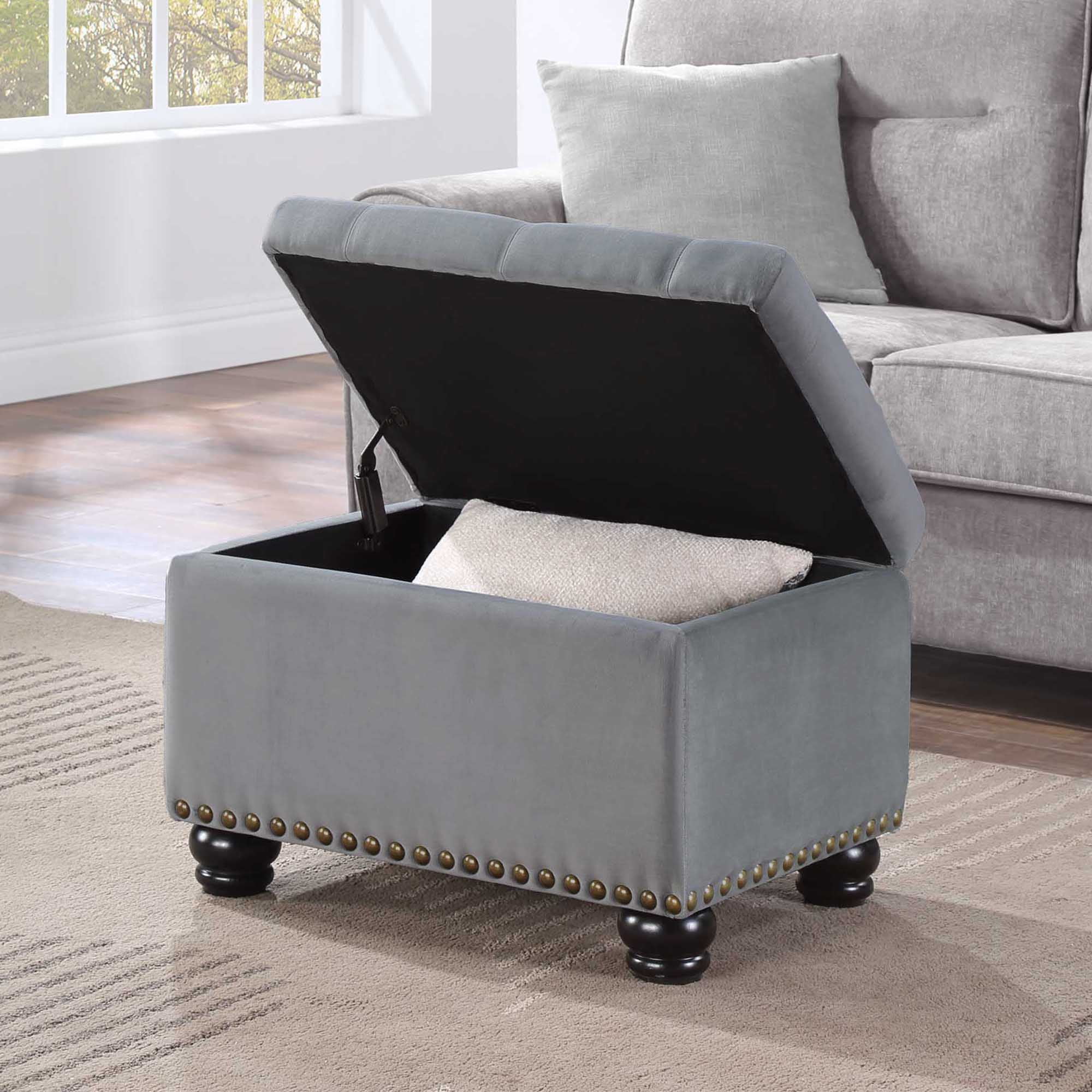 Convenience Concepts Designs4Comfort 5th Avenue Storage Ottoman, Gray ...