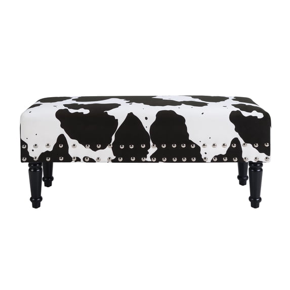 Convenience Concepts Designs4Comfort Cow Print Bench with Nailheads ...