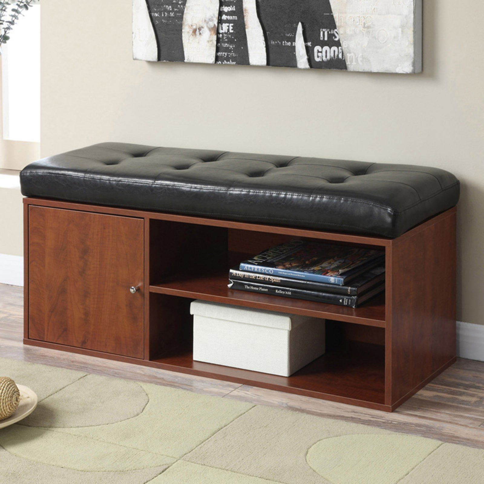 Convenience Concepts Designs4Comfort Liberty Storage Bench, Black ...