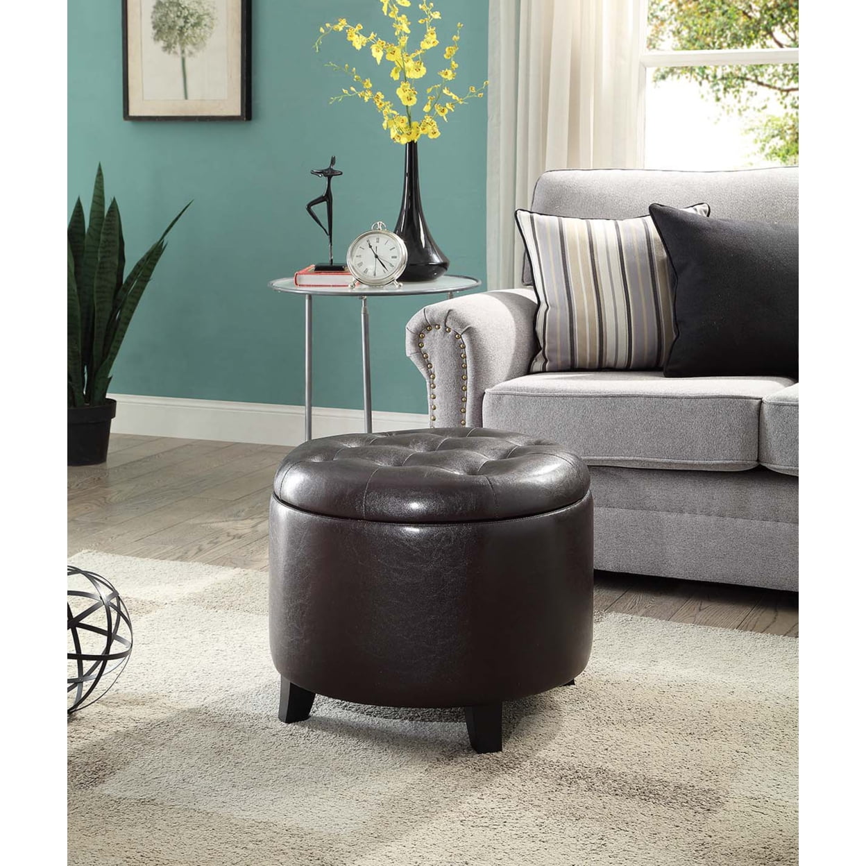 Convenience Concepts Designs4Comfort Unique Small Storage Foot Stool in ...