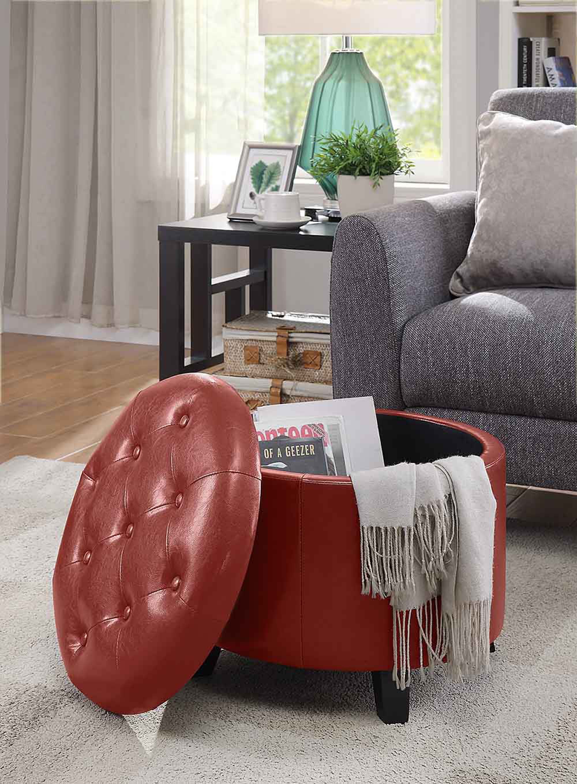 Convenience Concepts Designs4Comfort Round Ottoman - Walmart.com