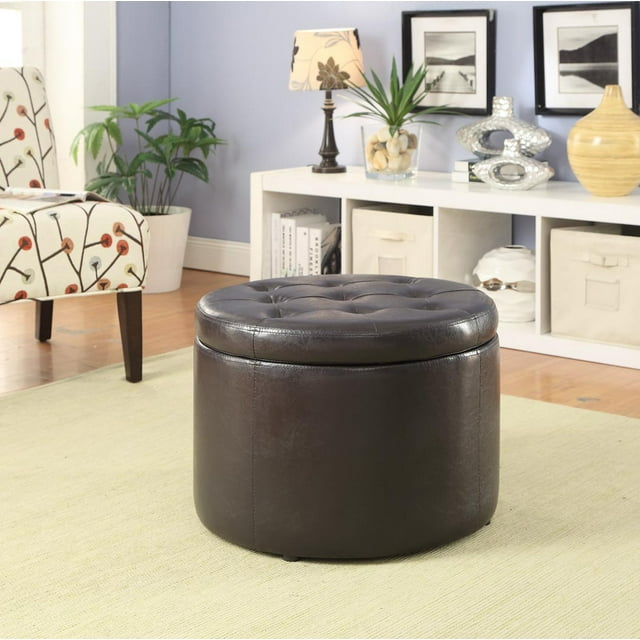 Convenience Concepts Designs4Comfort Round Shoe Storage Ottoman ...