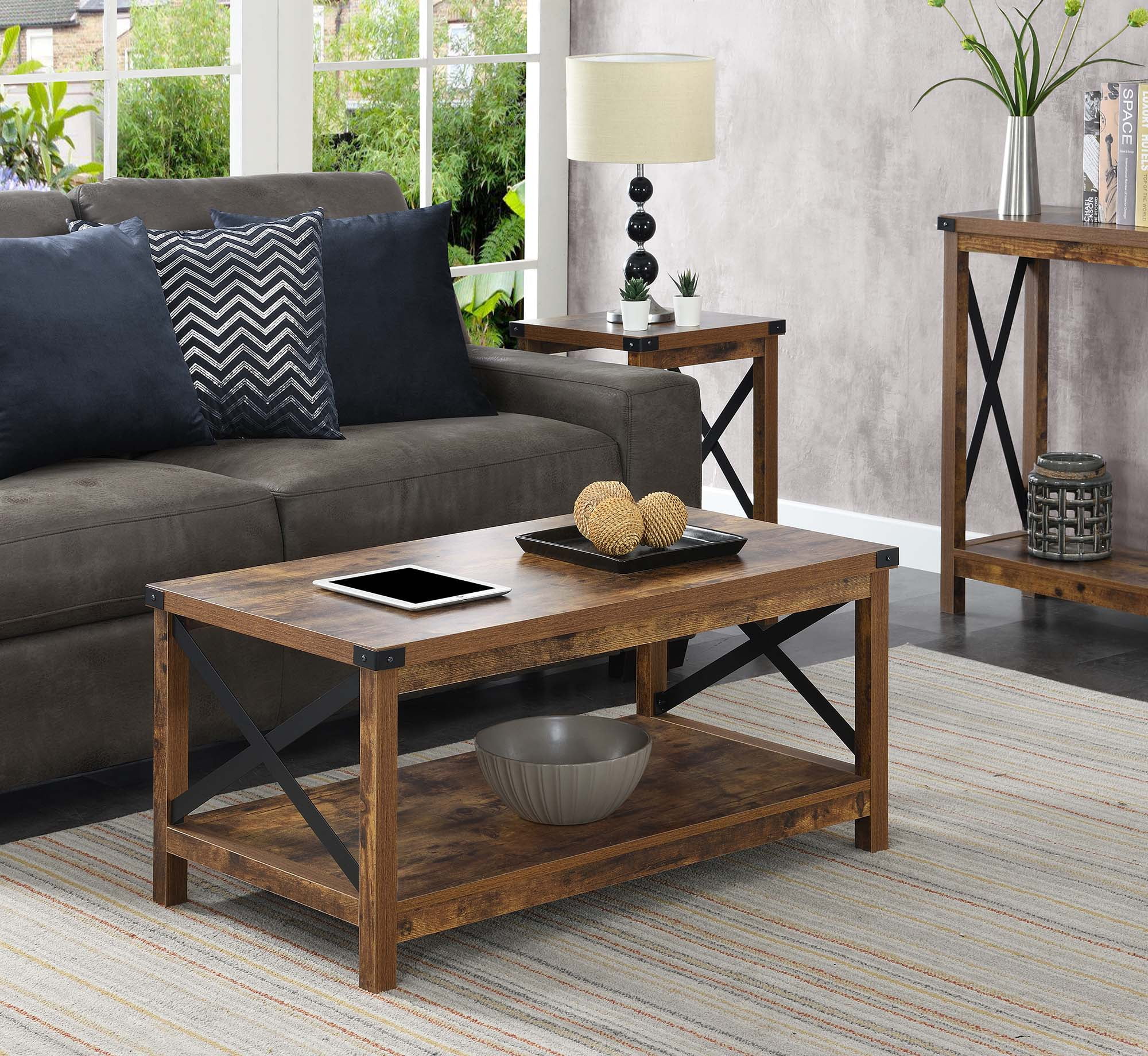 Convenience Concepts Durango Industrial Metal Coffee Table with Storage ...