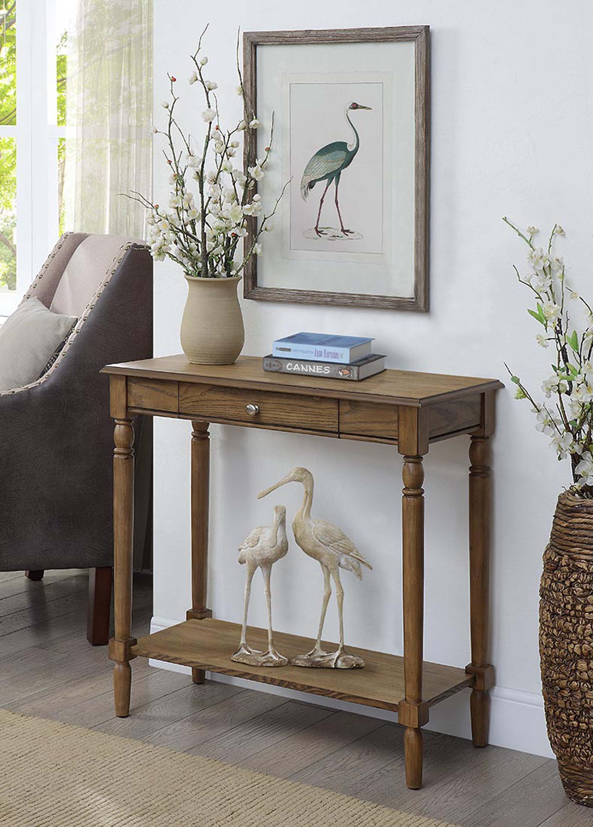 Convenience Concepts French Country Hall Table with Drawer and Shelf ...