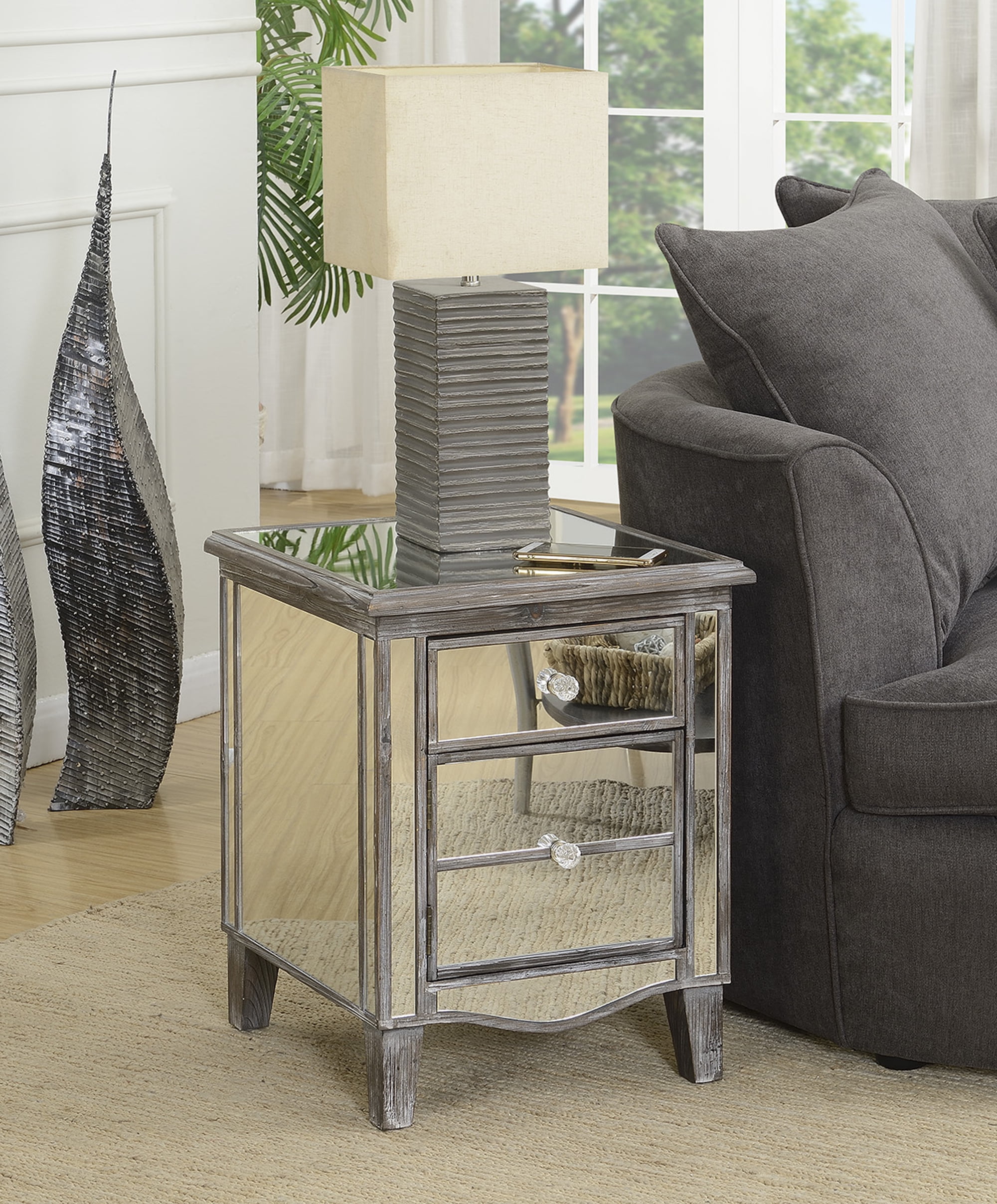 Convenience Concepts Gold Coast Park Lane Mirrored End Table - Walmart.com