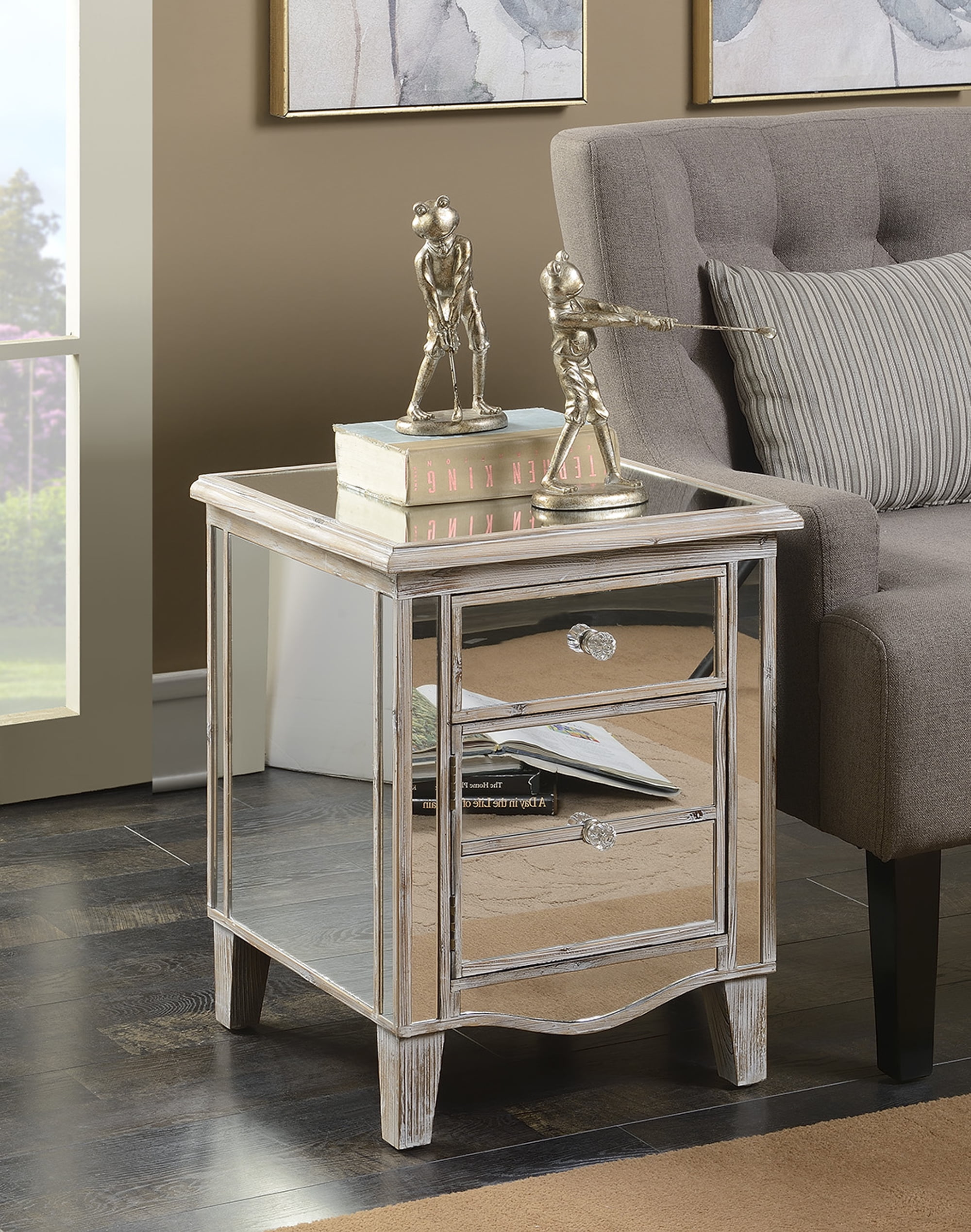 Convenience Concepts Gold Coast Park Lane Mirrored End Table - Walmart.com