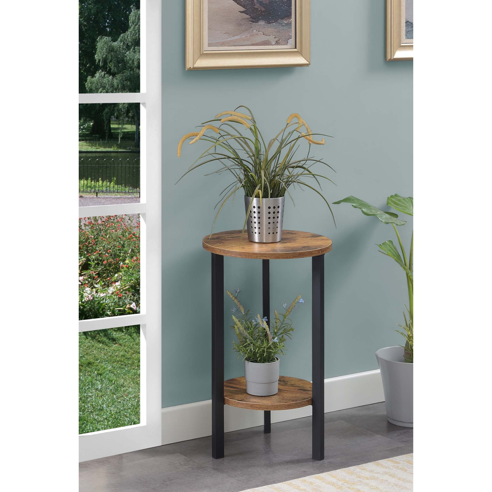 Convenience Concepts Graystone 24 inch 2 Tier Plant Stand, Barnwood ...