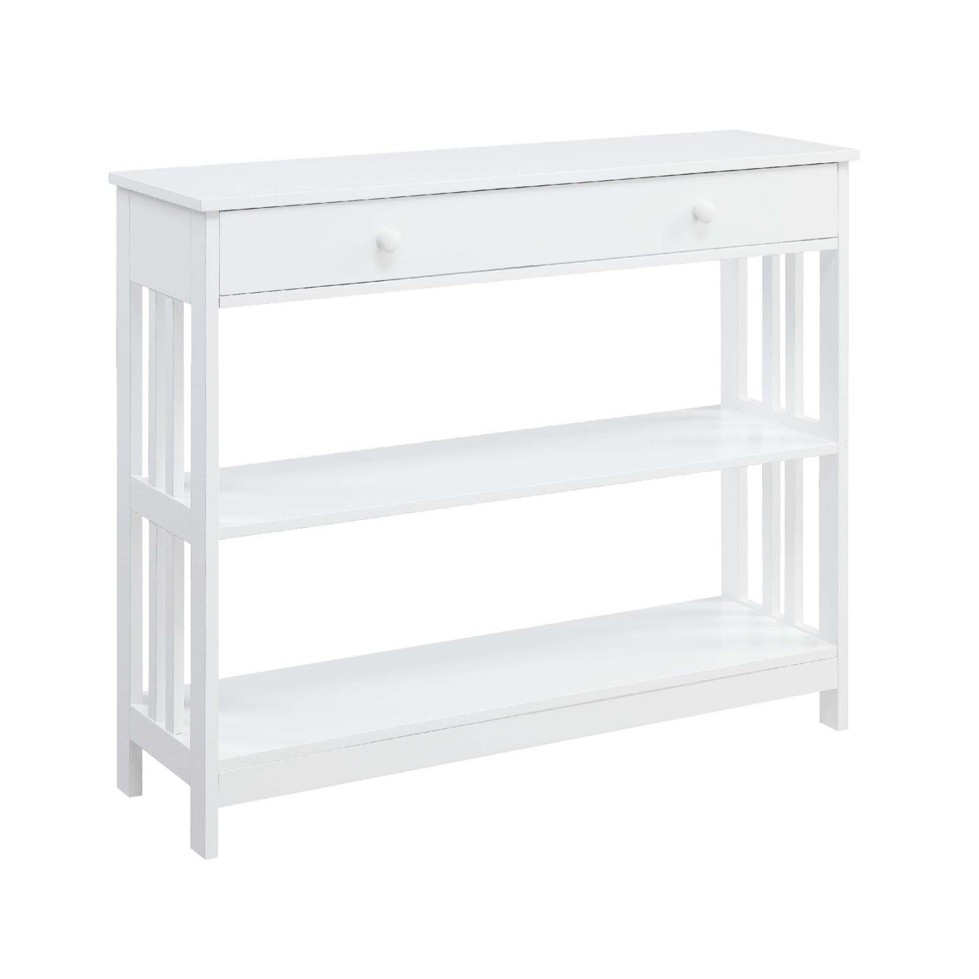 Convenience Concepts Mission One-Drawer Console Table in White Wood ...