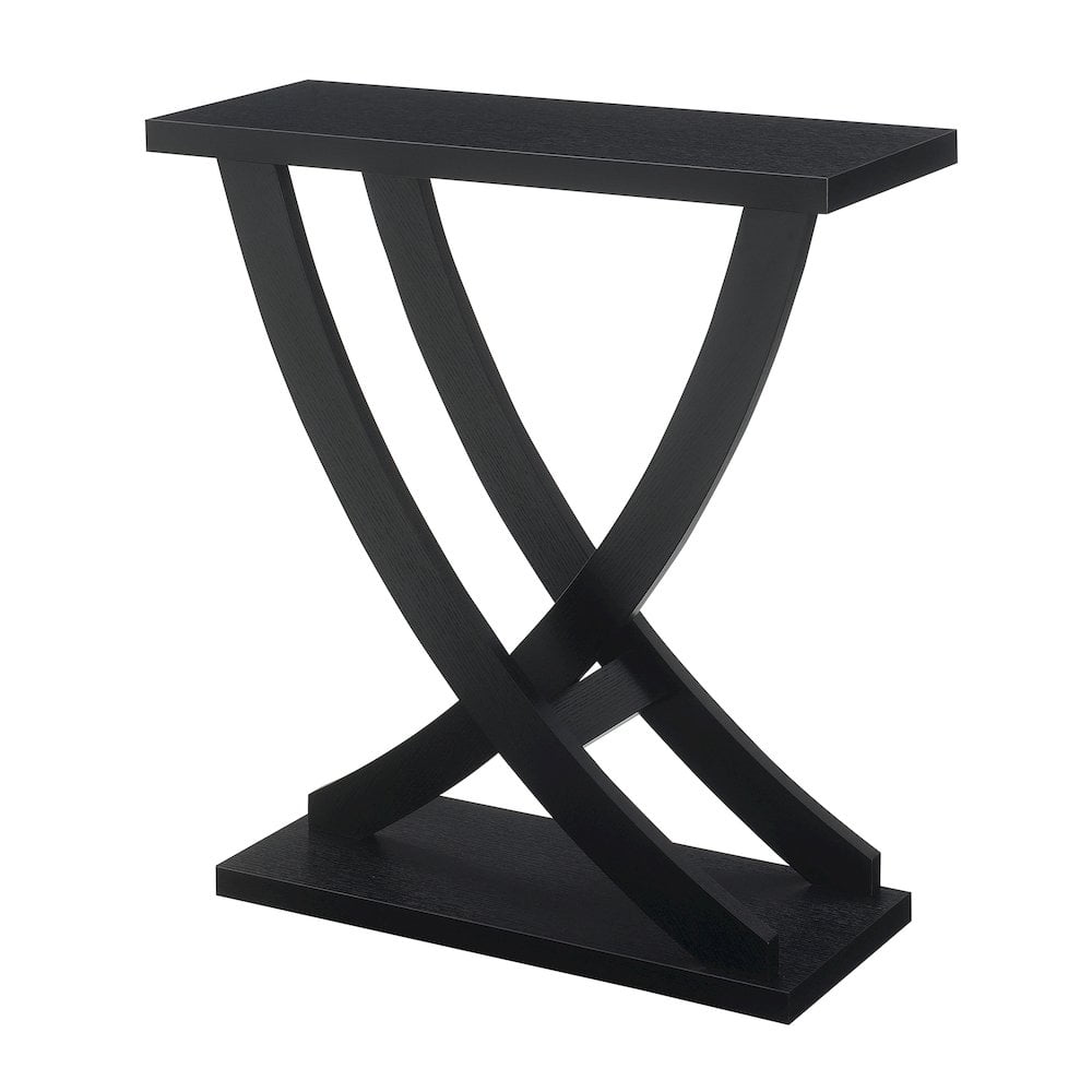 Convenience Concepts Newport Criss Cross Console Table in Black Wood Finish