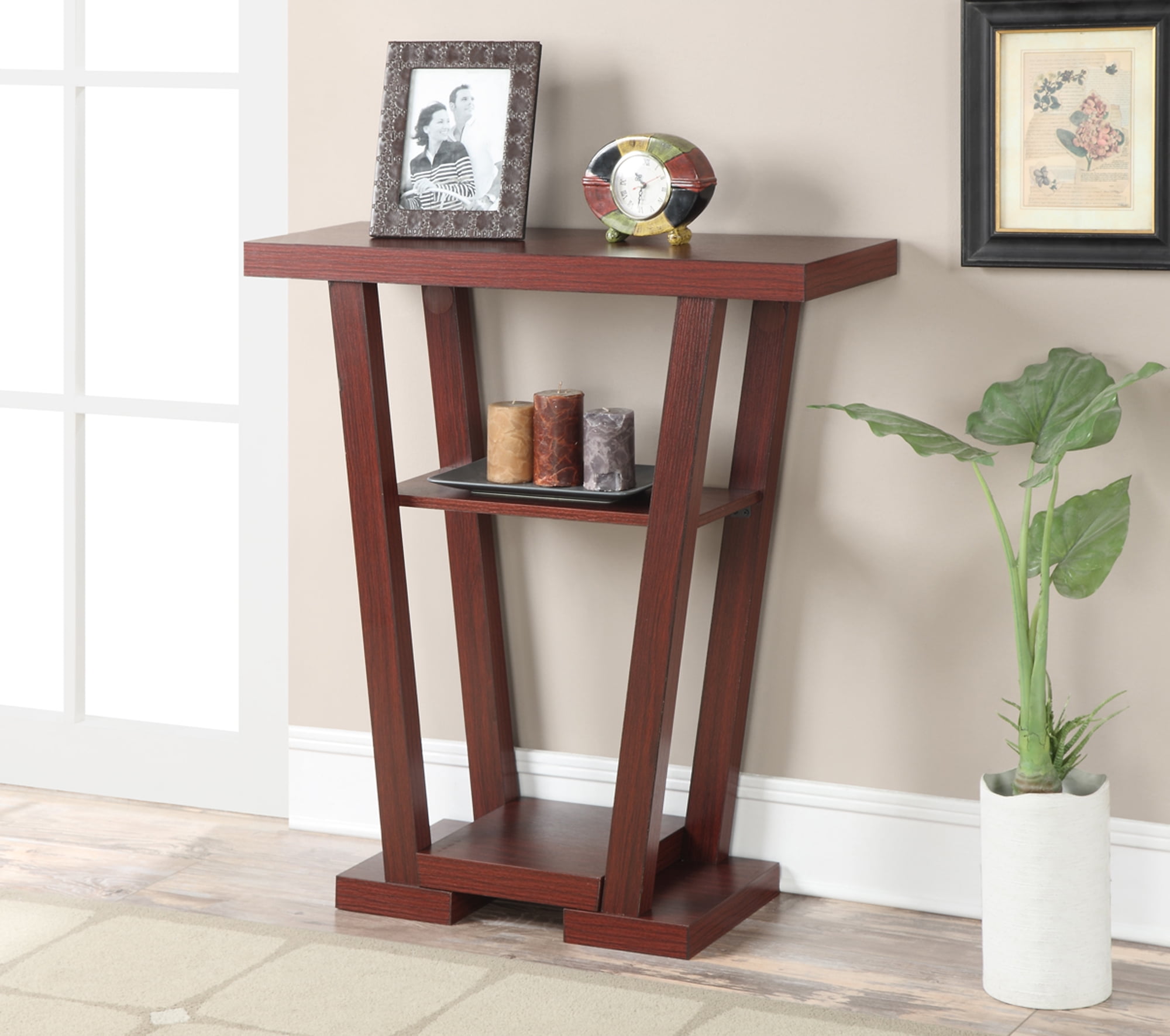 Convenience Concepts Newport V Console Table, Mahogany - Walmart.com