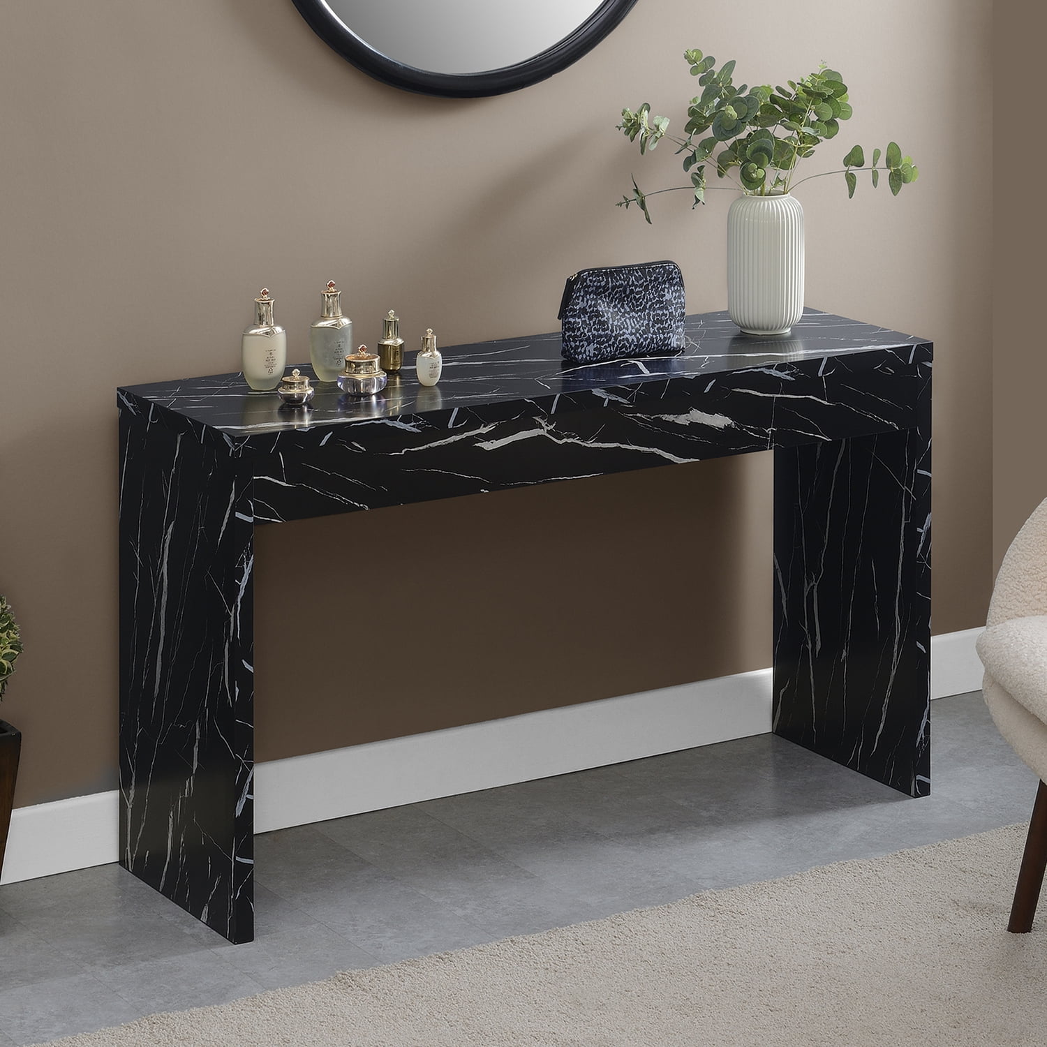 Convenience Concepts Northfield Wood Hall Console Table/Desk, Black ...