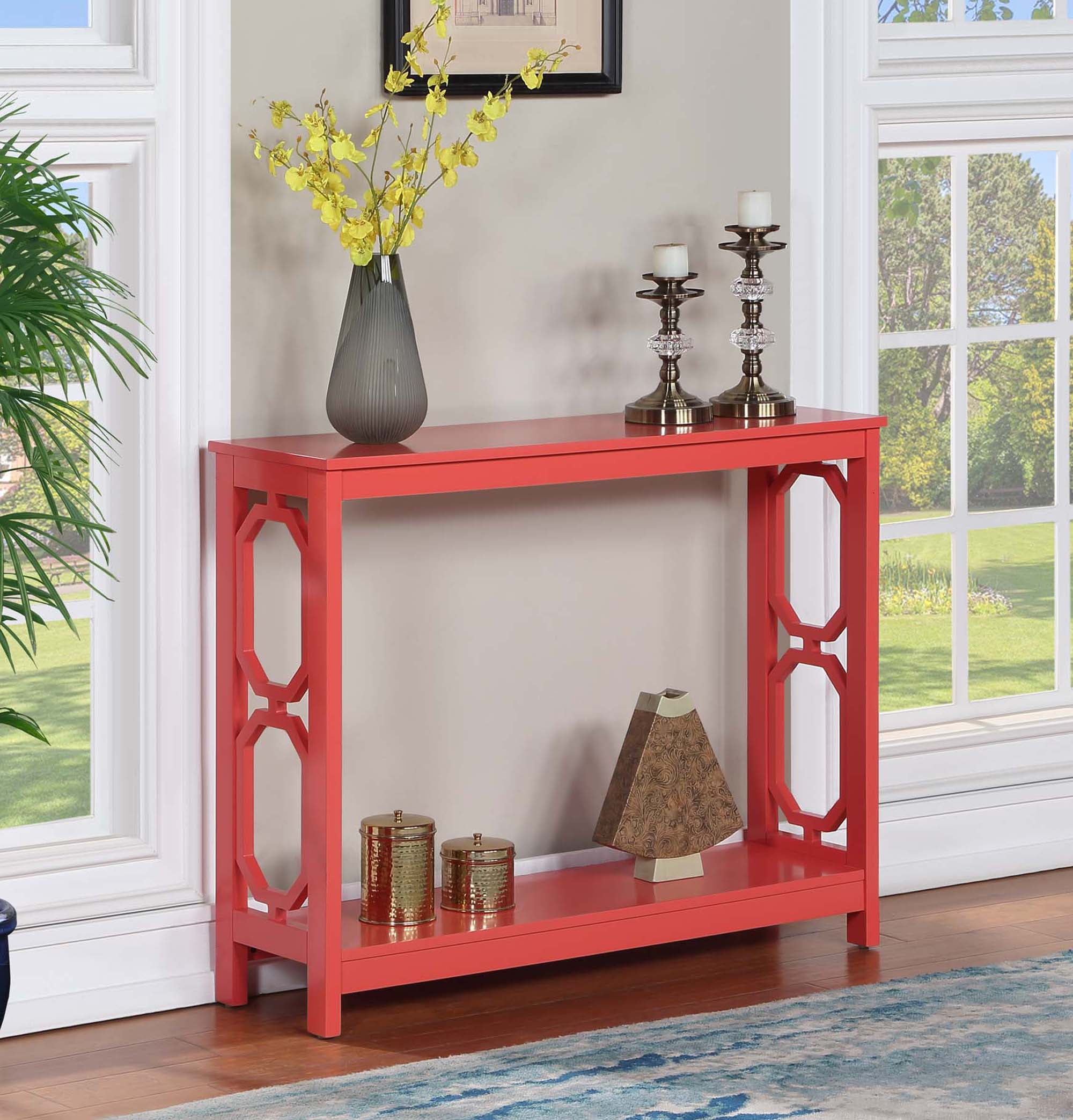 Convenience Concepts Omega Console Table with Shelf, Coral - Walmart.com