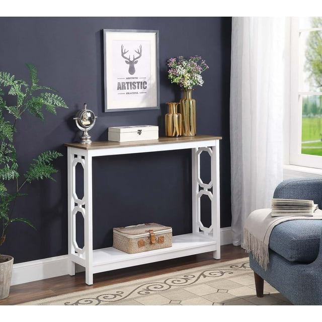 Convenience Concepts Omega Console Table with Shelf, Driftwood/White ...