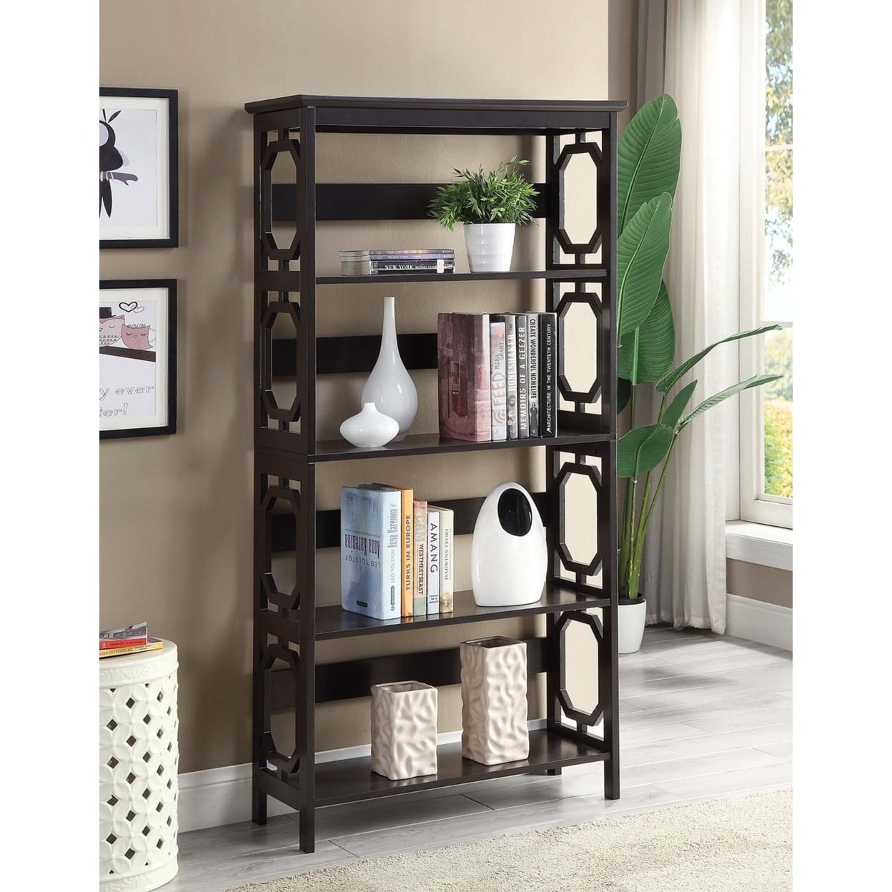 Convenience Concepts 60" Tall Omega 5-Tier Bookcase, Espresso wood ...