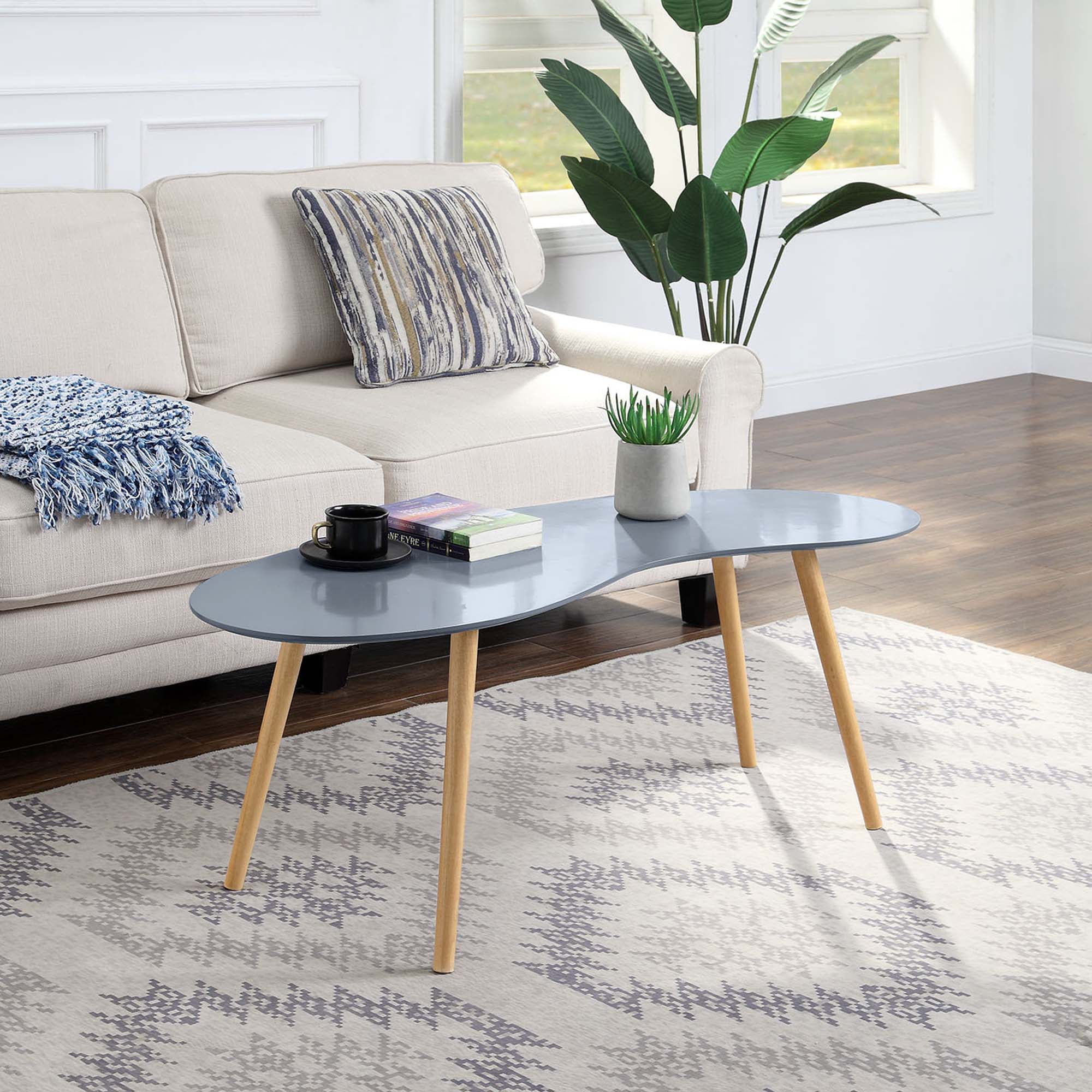 Convenience Concepts Oslo Bean Shaped Coffee Table, Multiple Finishes ...