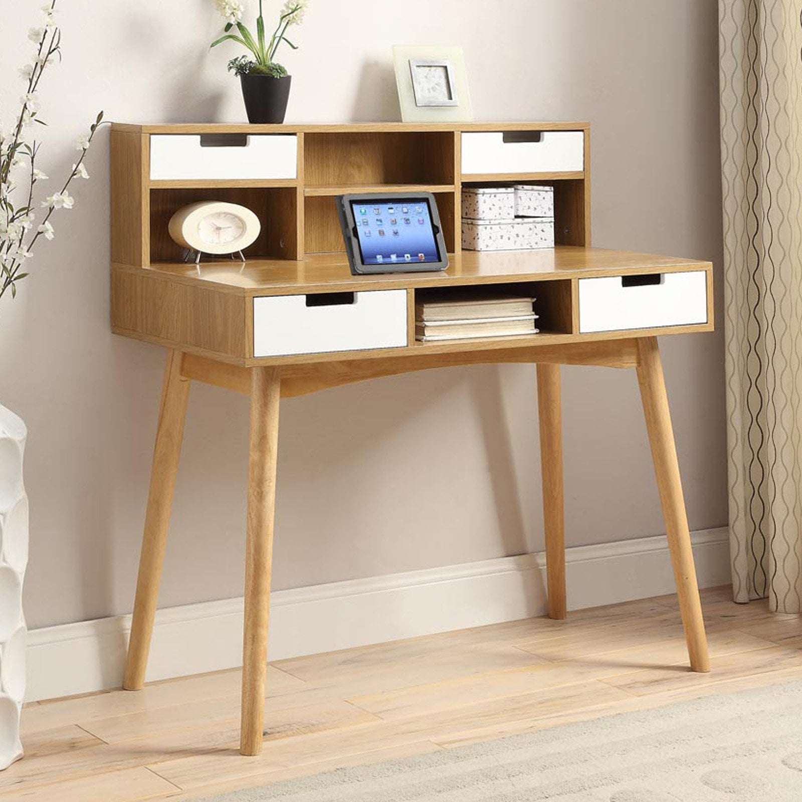 Convenience Concepts Oslo Deluxe Desk with Hutch - Walmart.com