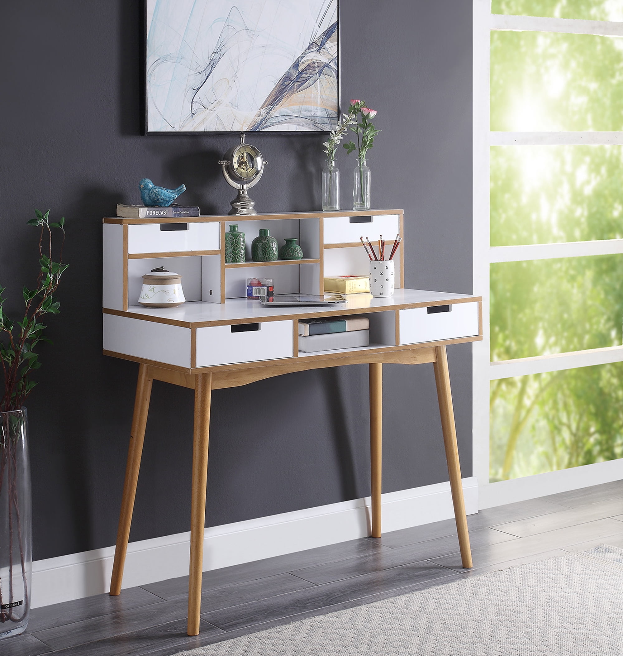 Convenience Concepts Oslo Deluxe Desk with Hutch - Walmart.com