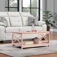 Convenience Concepts Oxford Coffee Table with Shelf, Blush Pink ...