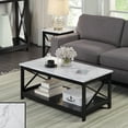 Convenience Concepts Oxford Coffee Table with Shelf, White Faux Marble ...