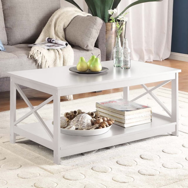 Convenience Concepts Oxford Coffee Table with Shelf, White - Walmart ...