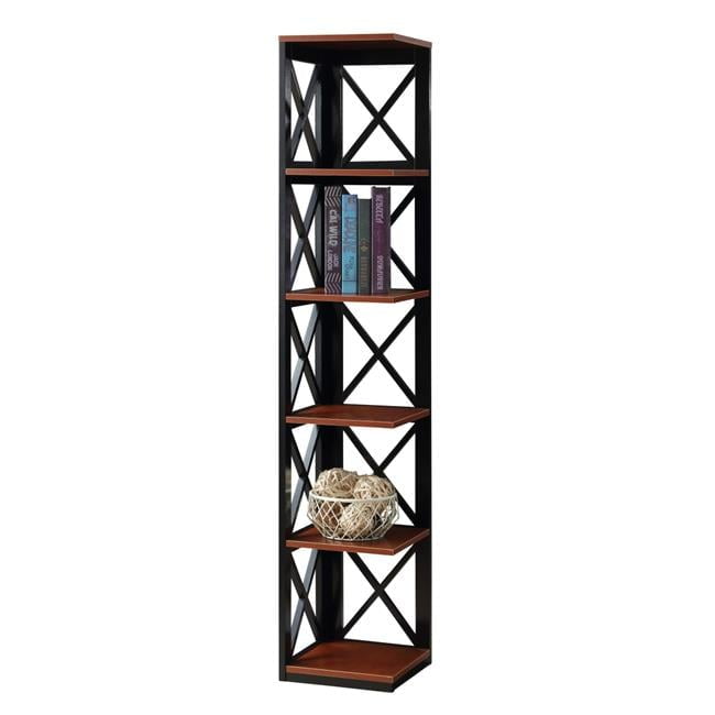Convenience Concepts Oxford Corner Bookcase, Cherry Black - 5 Tier ...