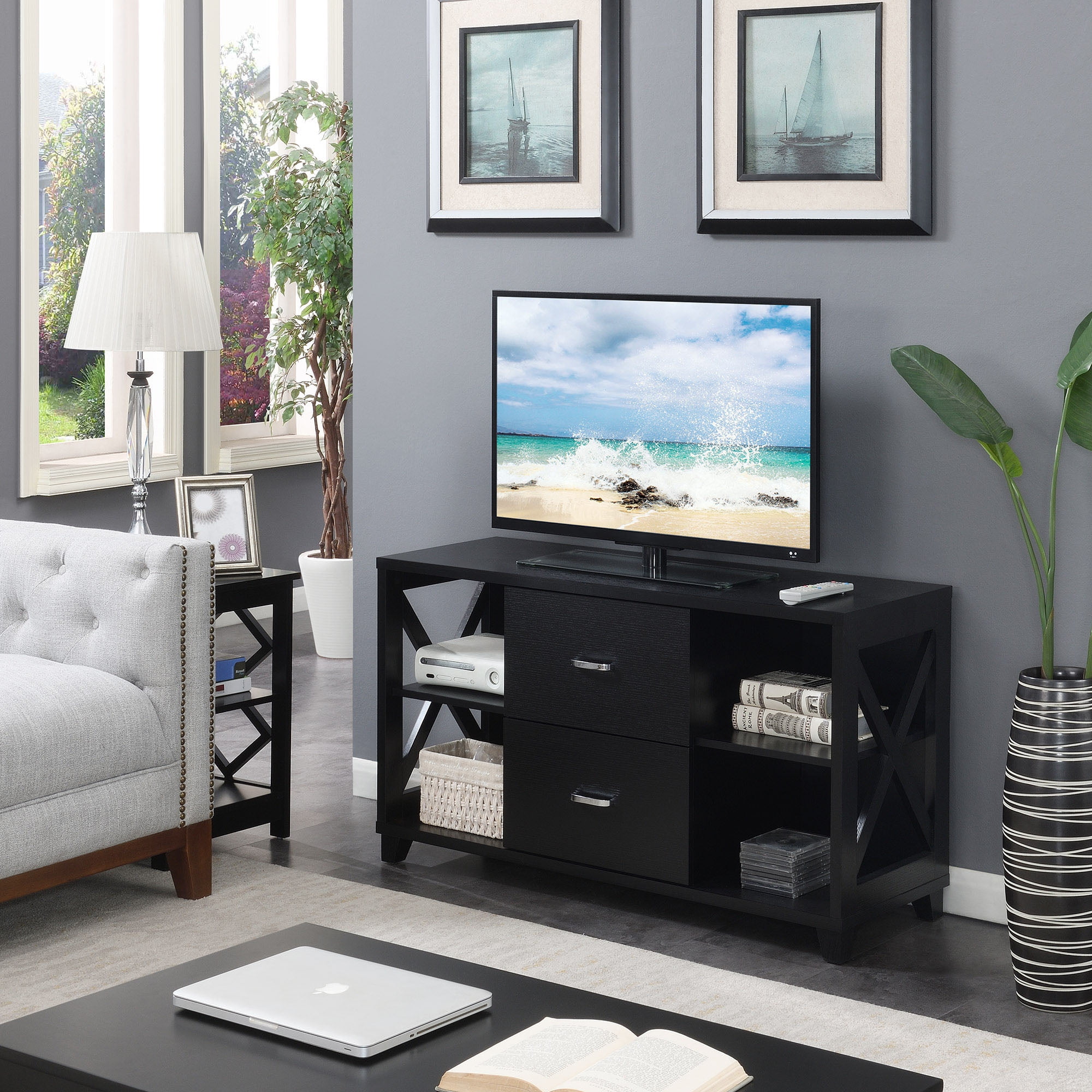 Convenience Concepts Oxford Deluxe 47" TV Stand with Two Drawers in ...