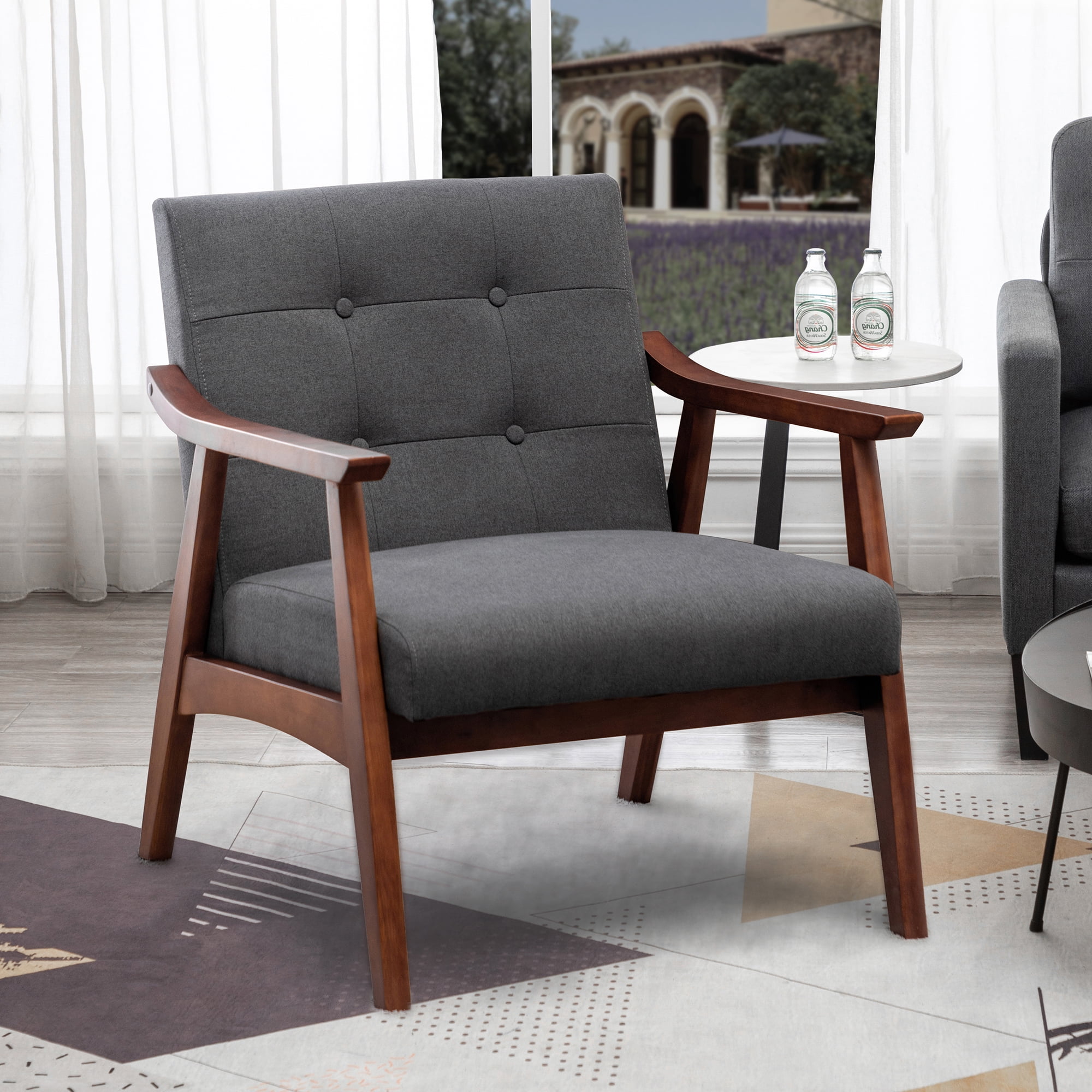 Convenience Concepts Take a Seat Natalie Accent Chair, Dark Gray Fabric ...