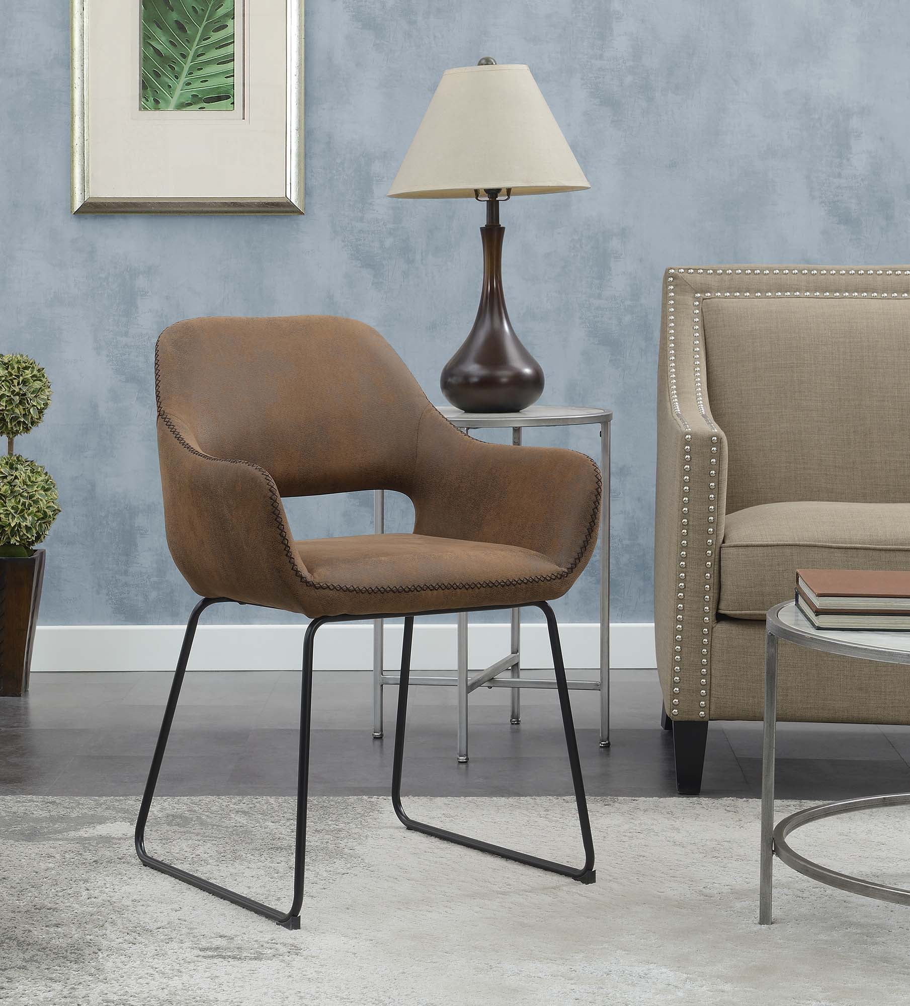 Convenience Concepts Take a Seat Samantha Arm Chair, Antique Brown Faux ...