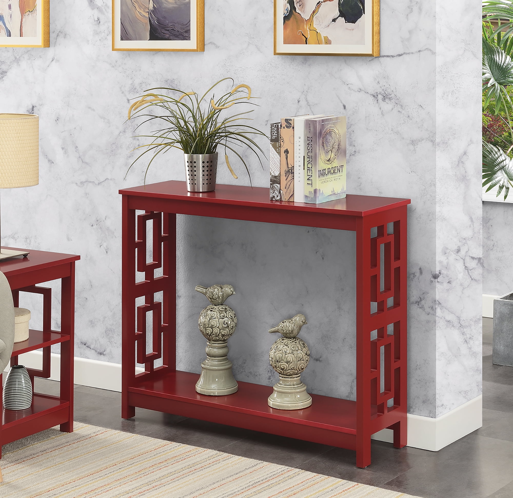 Convenience Concepts Town Square Console Table, Cranberry Red - Walmart.com