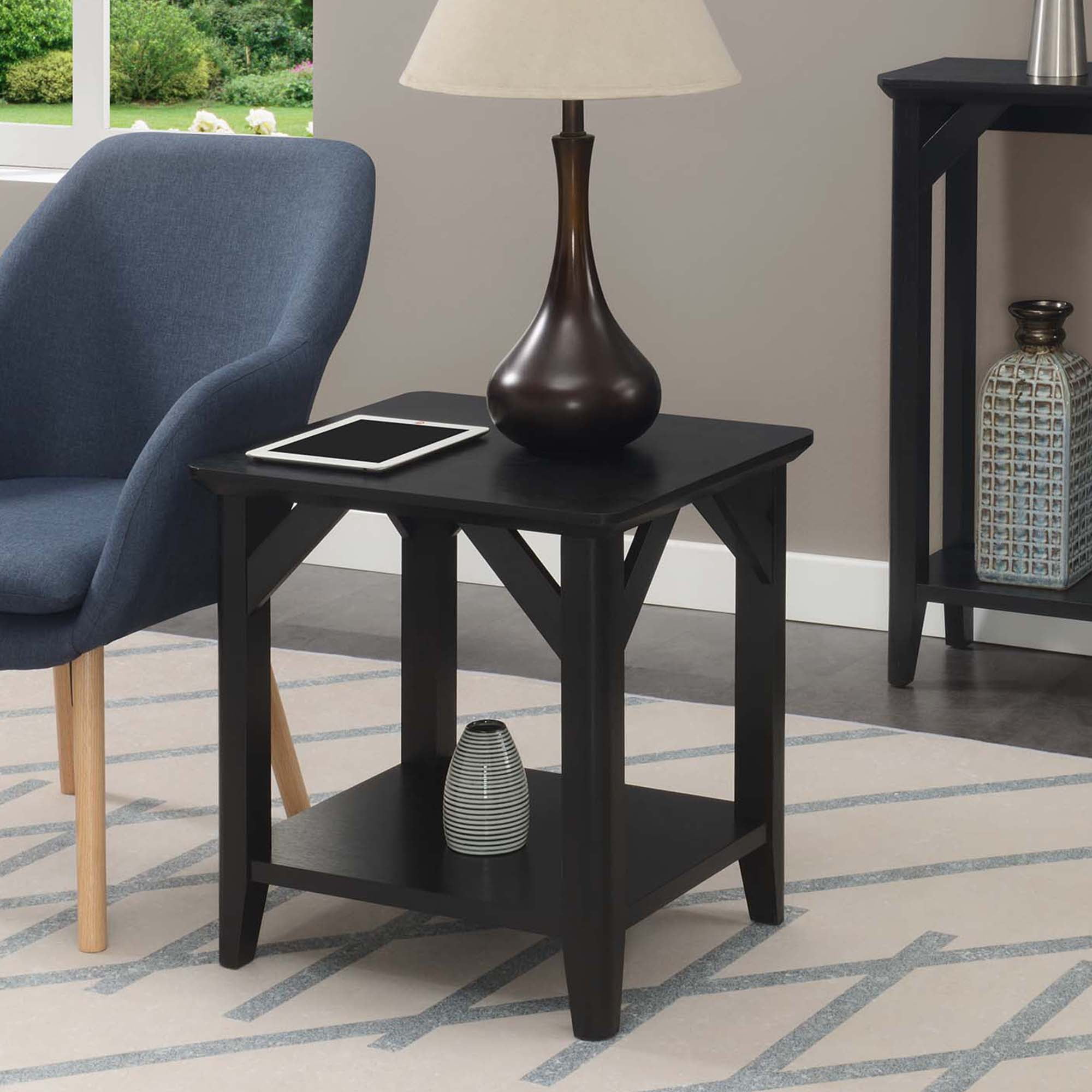 Convenience Concepts Winston End Table with Shelf, Black - Walmart.com