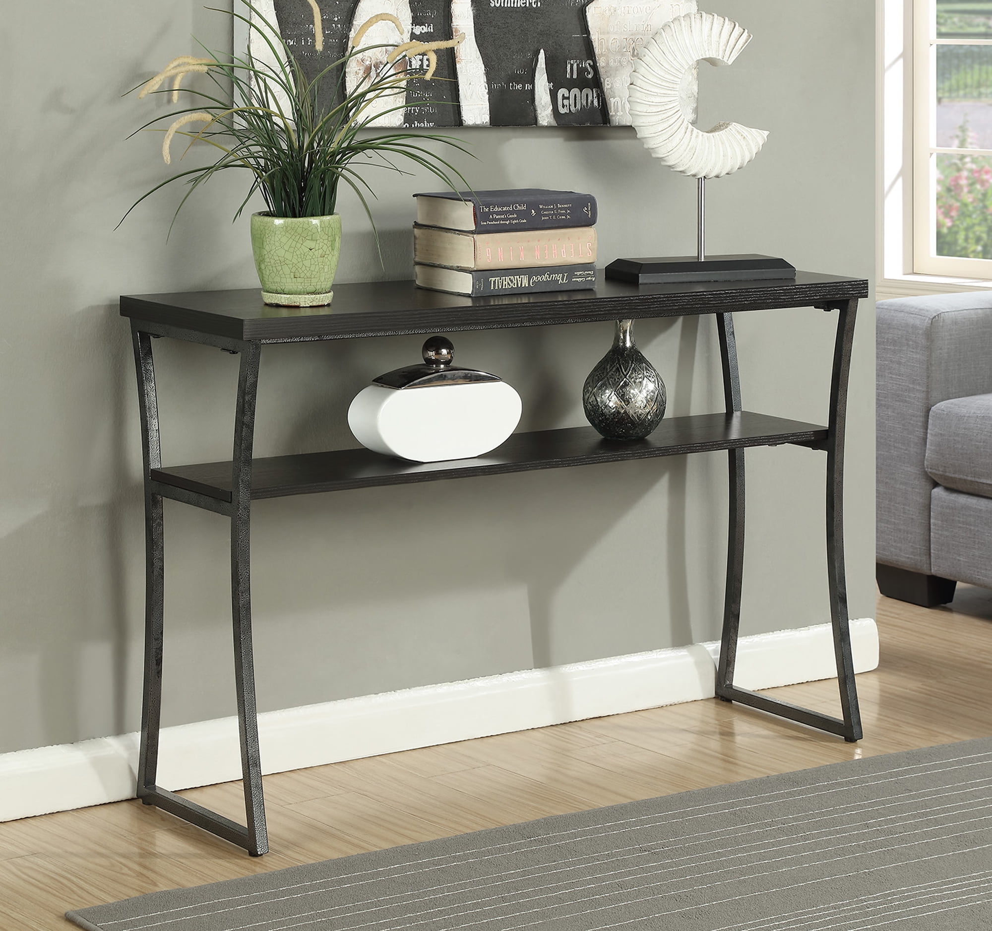 Convenience Concepts X-Calibur Console Table with Shelf, Espresso/Slate ...