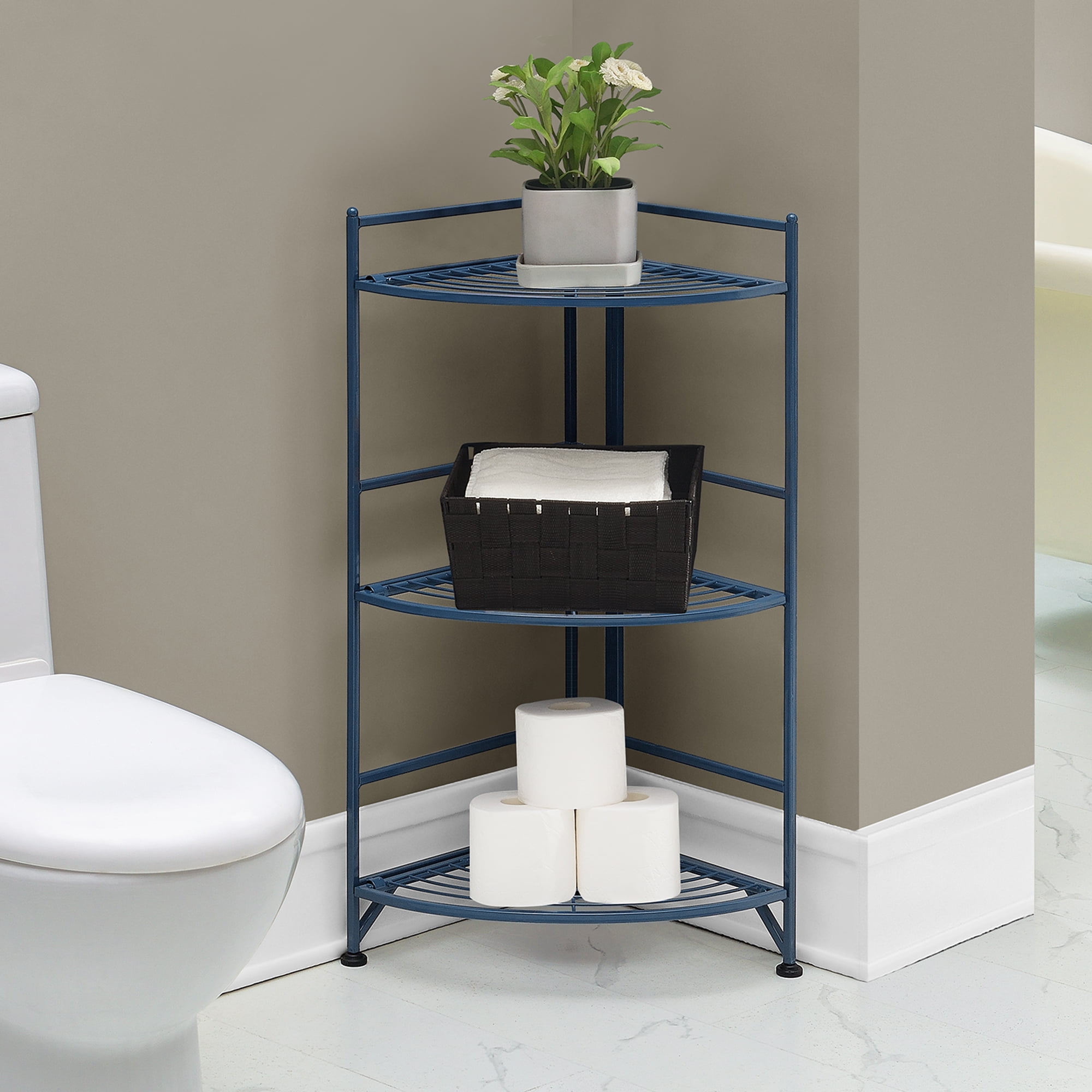 Convenience Concepts Xtra Storage 3 Tier Folding Metal Corner Shelf ...
