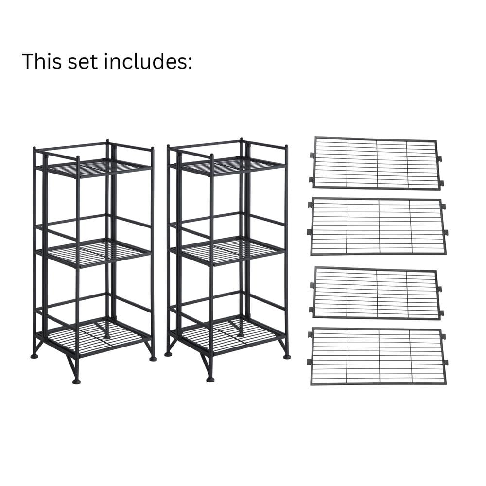 Convenience Concepts Xtra Storage 3-Tier Metal Folding Shelves in Black ...