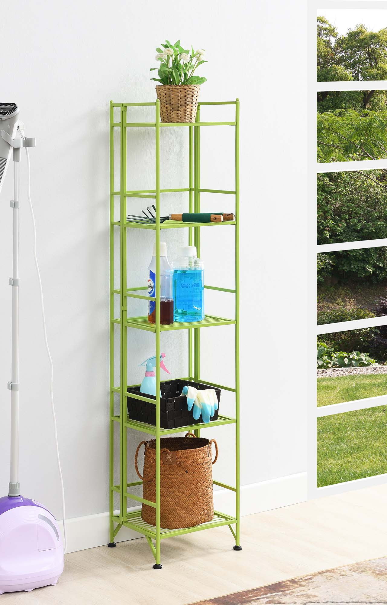 Convenience Concepts Xtra Storage 5 Tier Folding Metal Shelf, Lime ...