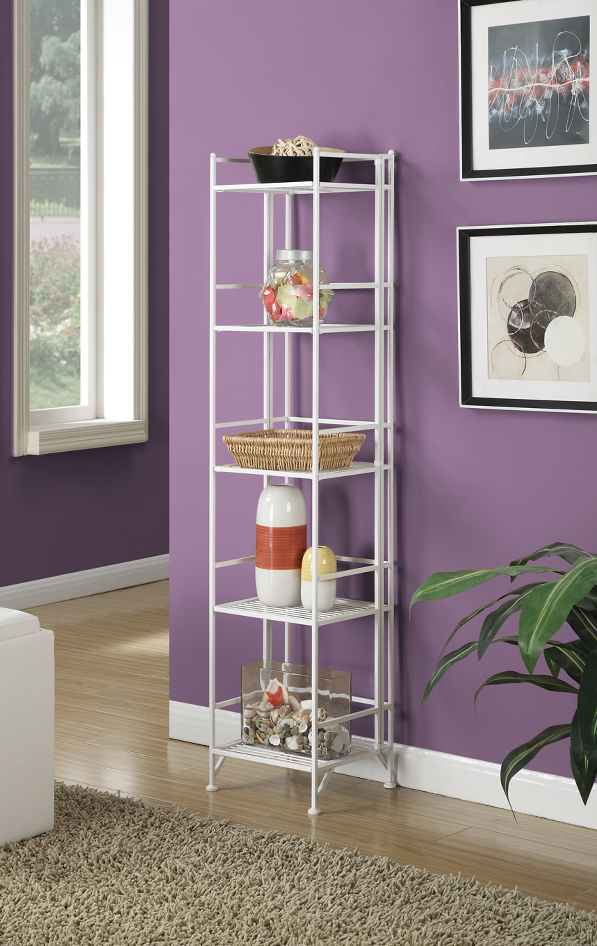 Convenience Concepts Xtra Storage 5 Tier Folding Metal Shelf for Home ...